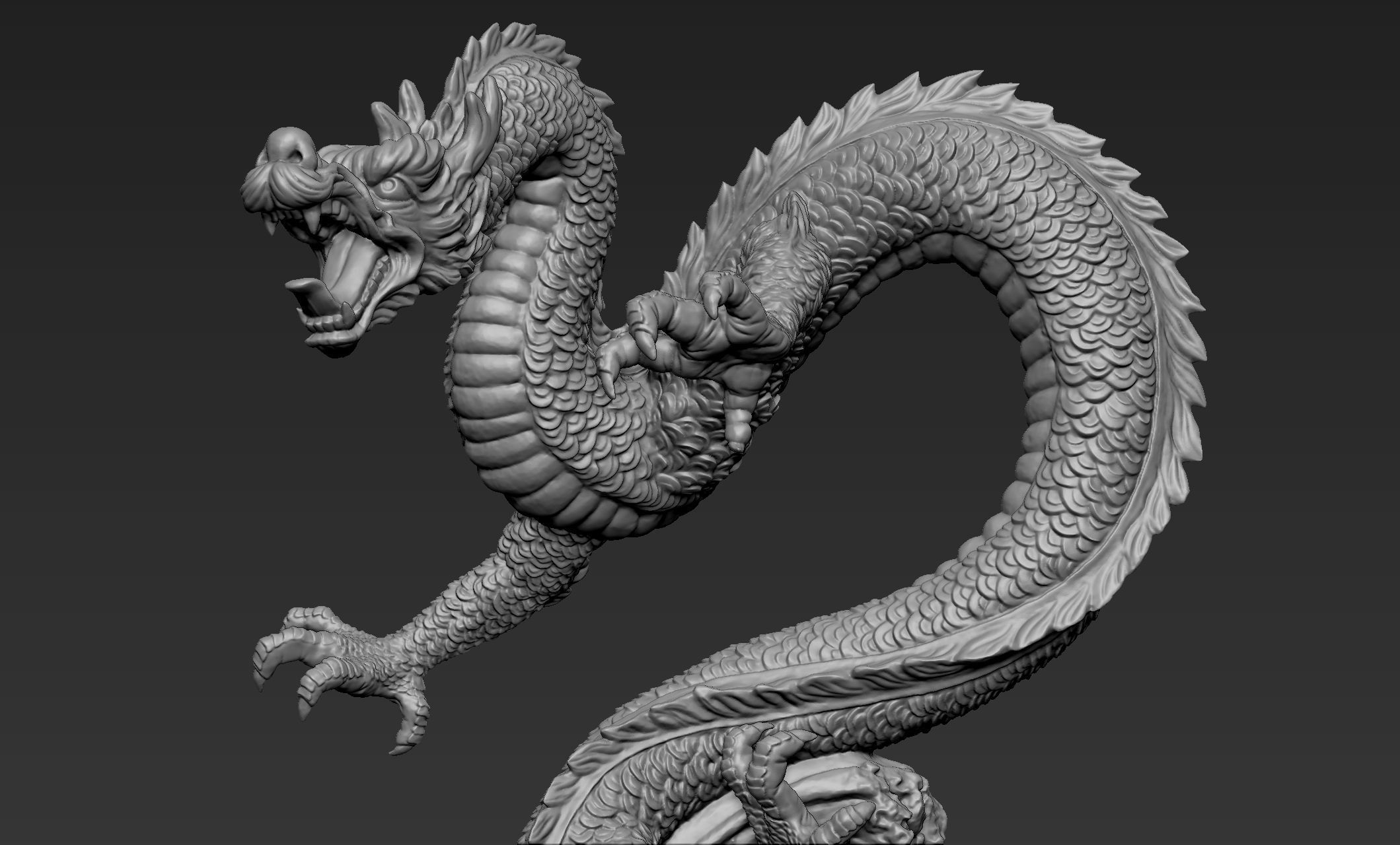 Chinese Dragon Sculpture 3D model 3D printable | CGTrader