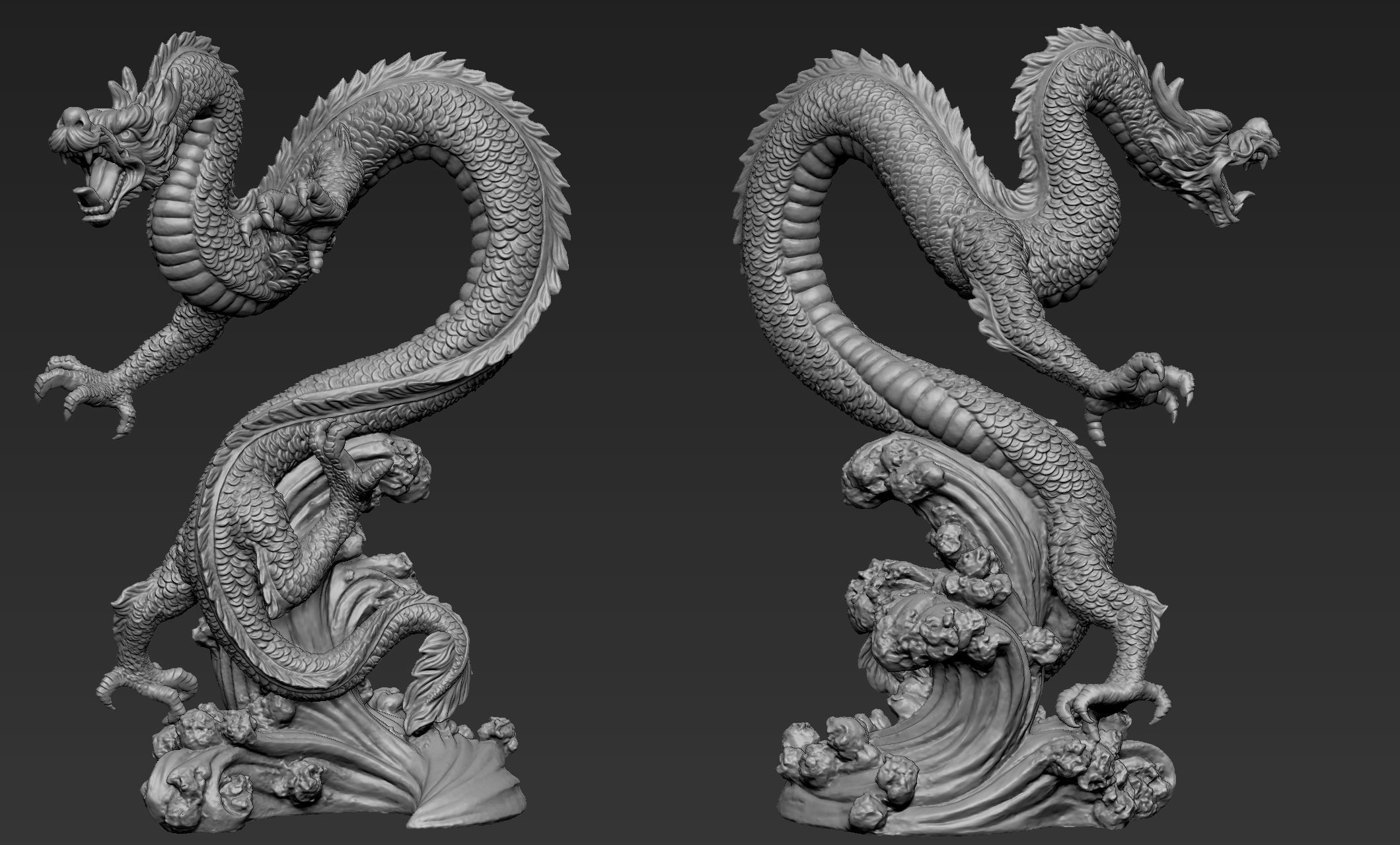 Chinese Dragon Sculpture 3D model 3D printable | CGTrader