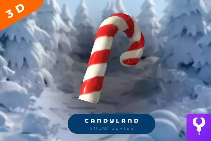 3D model Cartoon Candy Cane VR / AR / low-poly | CGTrader