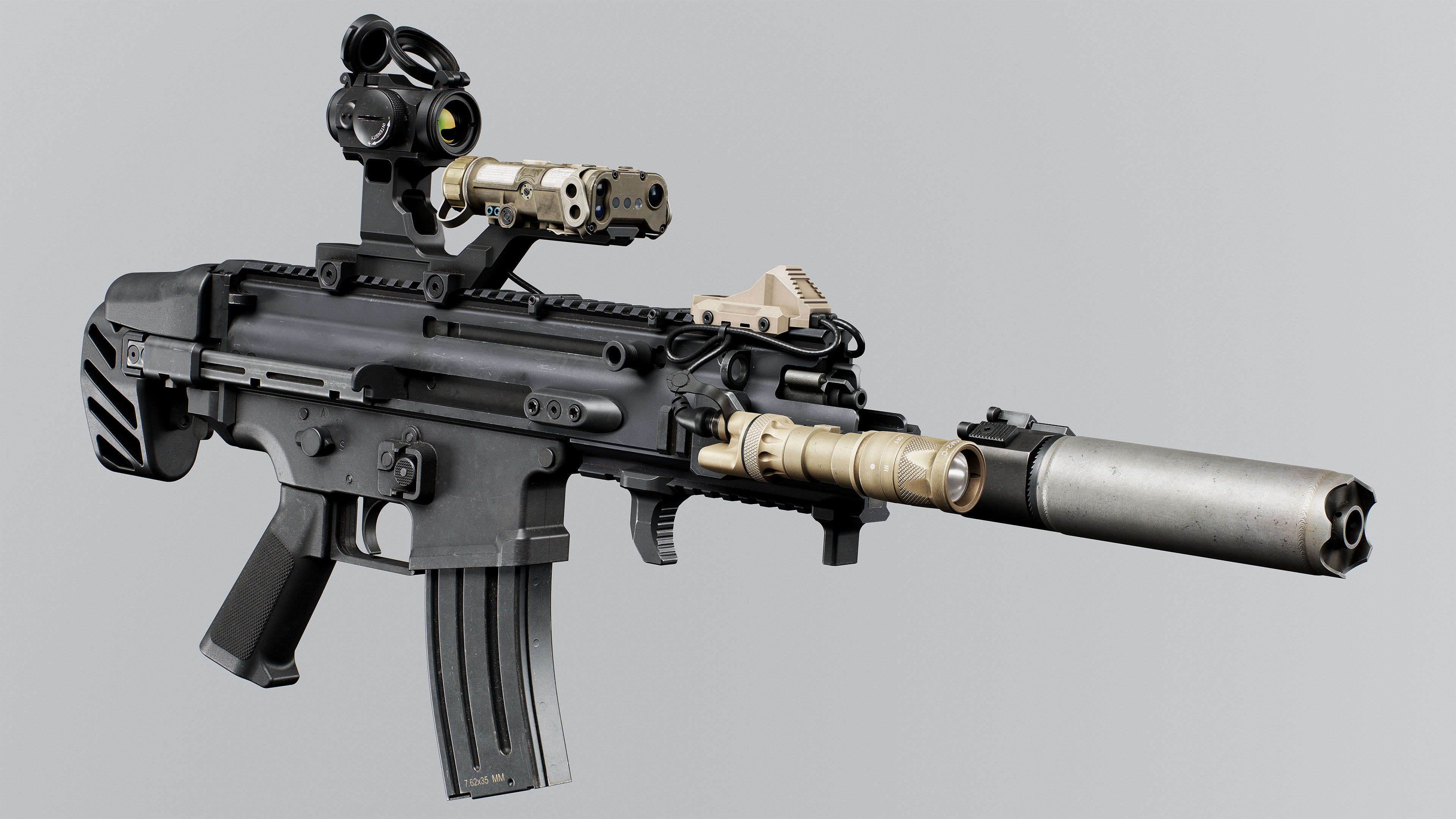 3d Model Fn Scar Sc Vr Ar Low Poly Cgtrader