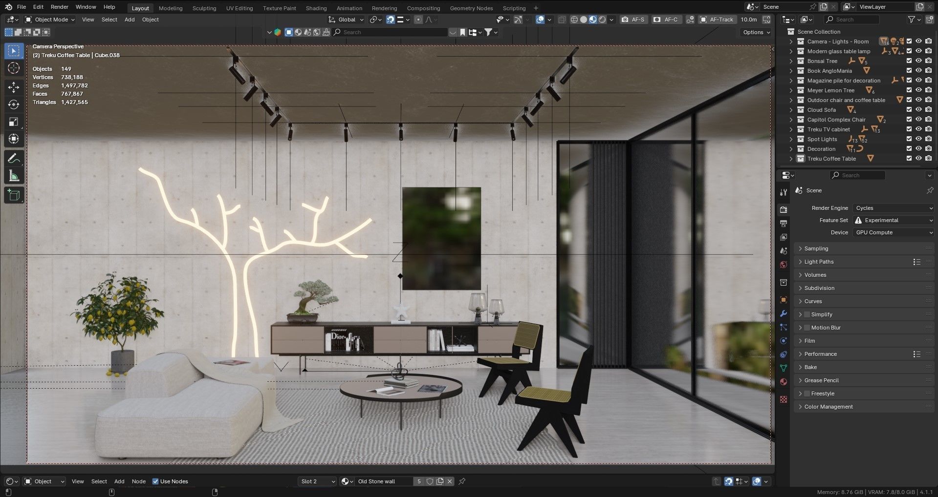 Sunlight and Concrete Blender Interior free 3D model | CGTrader