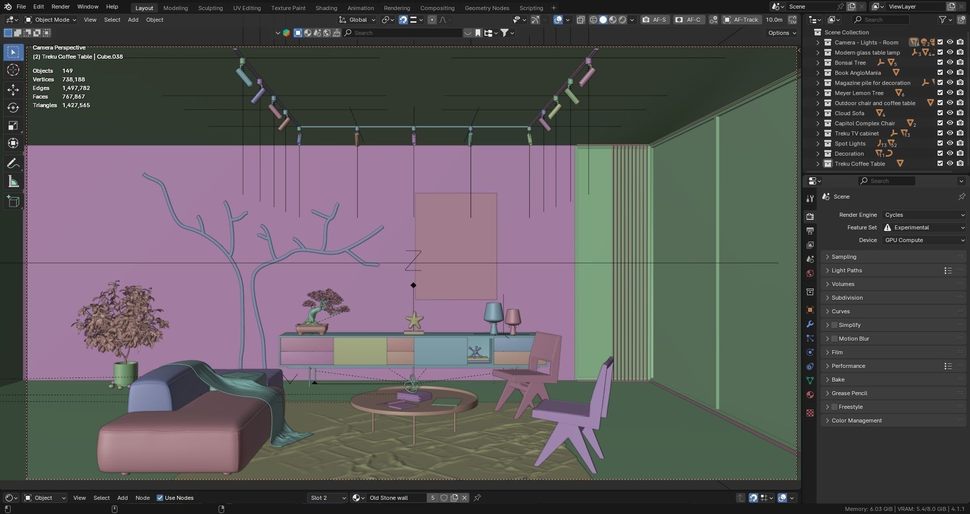 Sunlight and Concrete Blender Interior free 3D model | CGTrader