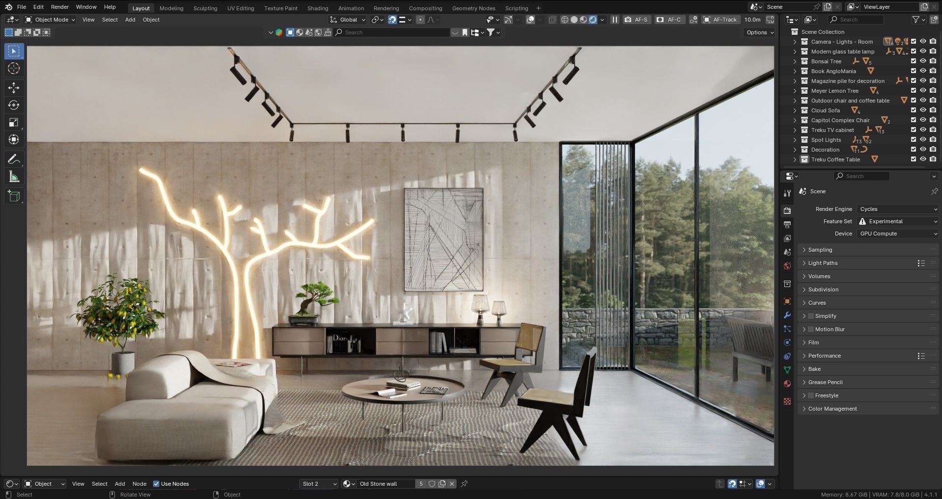 Sunlight and Concrete Blender Interior free 3D model | CGTrader