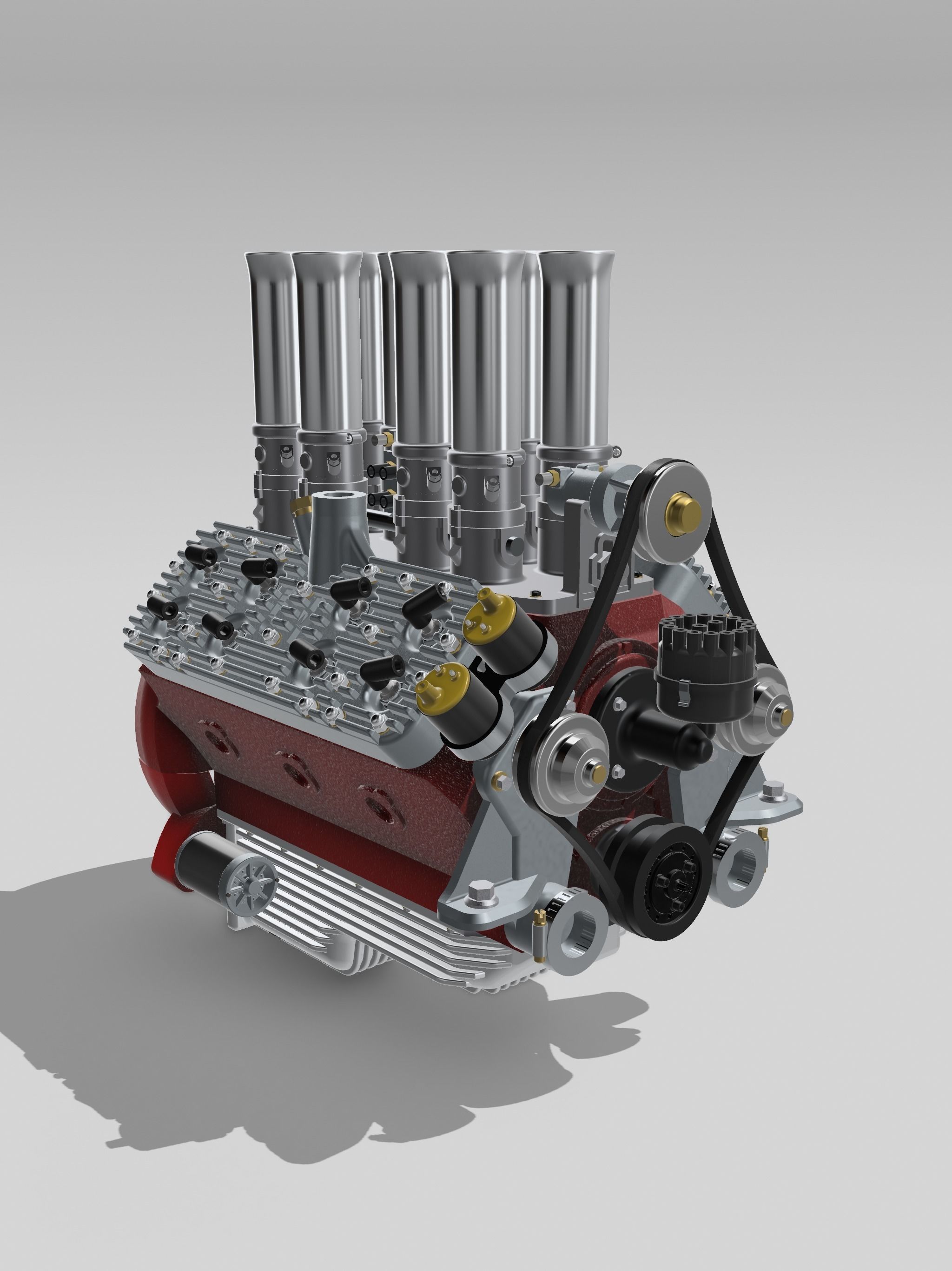 Hotrod Flathead Stacked Injection Twin Spark Engine Complete 3D model ...
