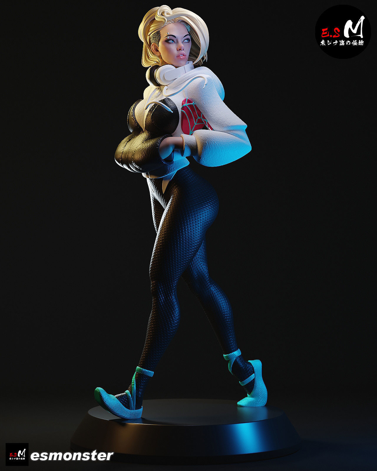 White Spider Gwen CHARACTER BY ESM 3D model 3D printable | CGTrader