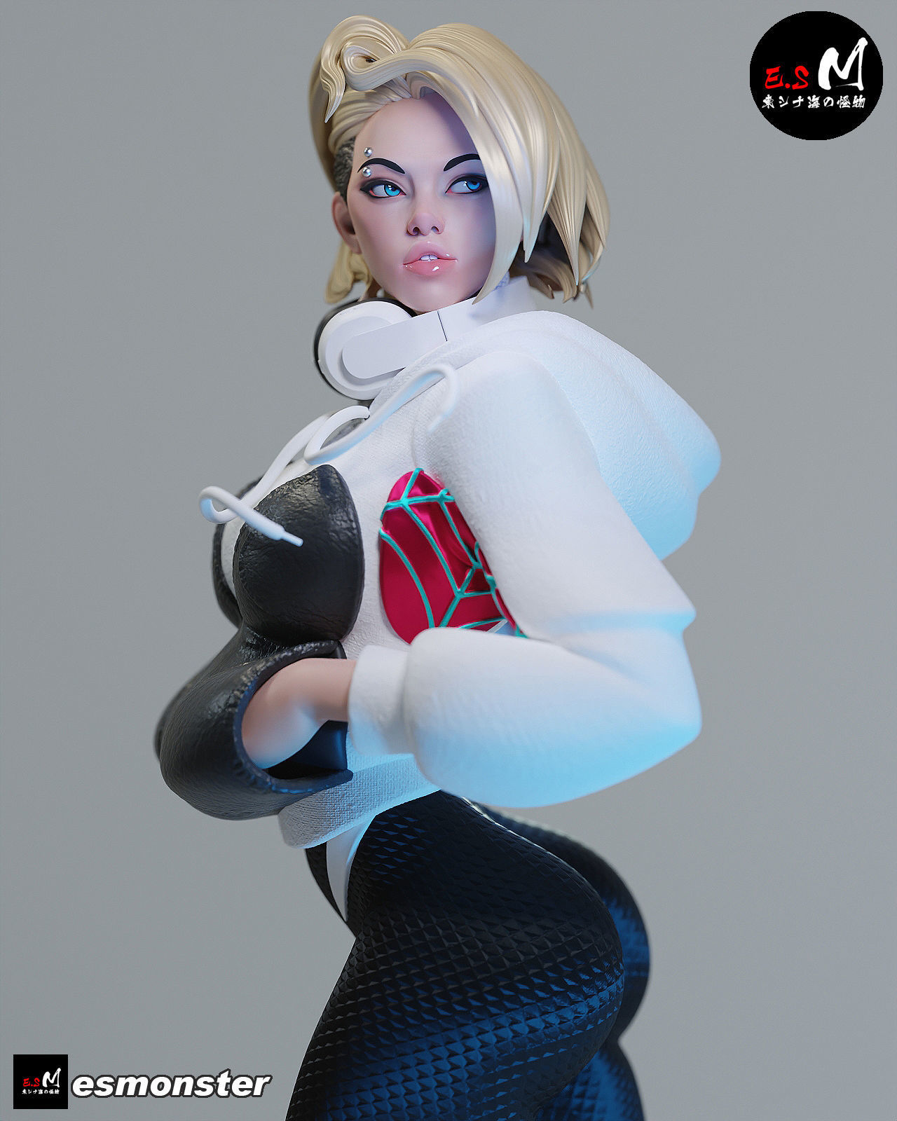 White Spider Gwen CHARACTER BY ESM 3D model 3D printable | CGTrader