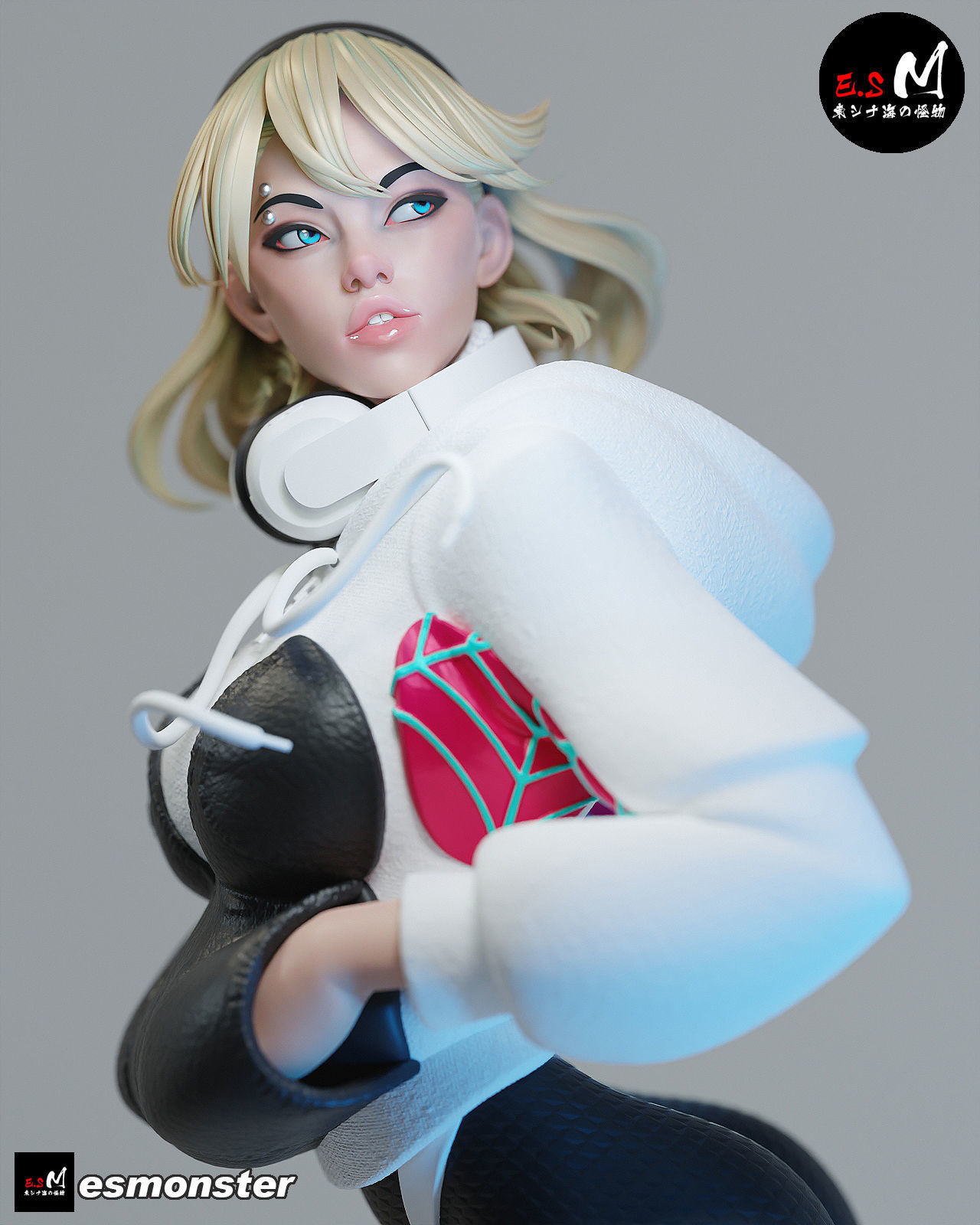 White Spider Gwen CHARACTER BY ESM 3D model 3D printable | CGTrader