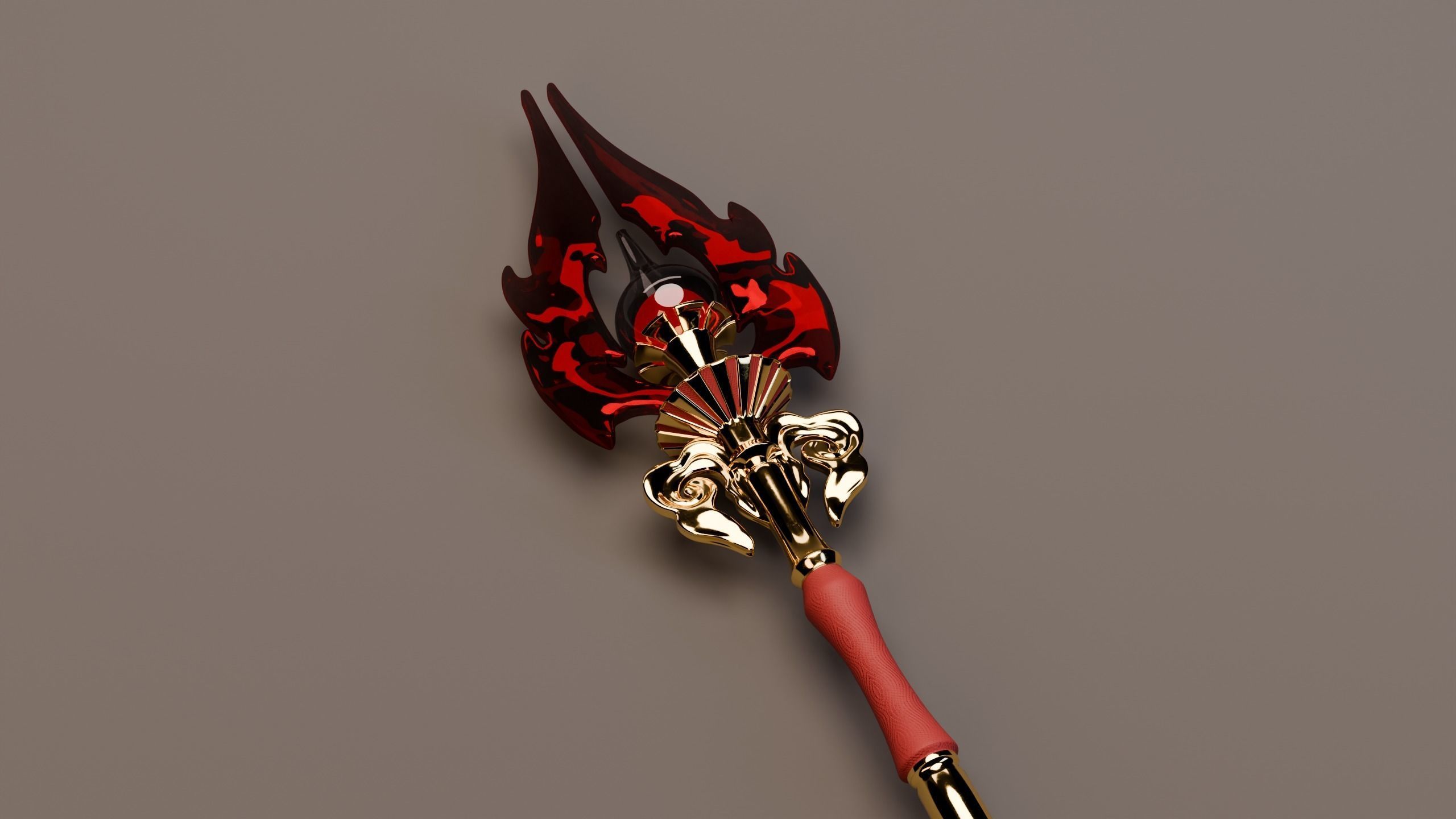 Red Gem Staff free 3D model | CGTrader