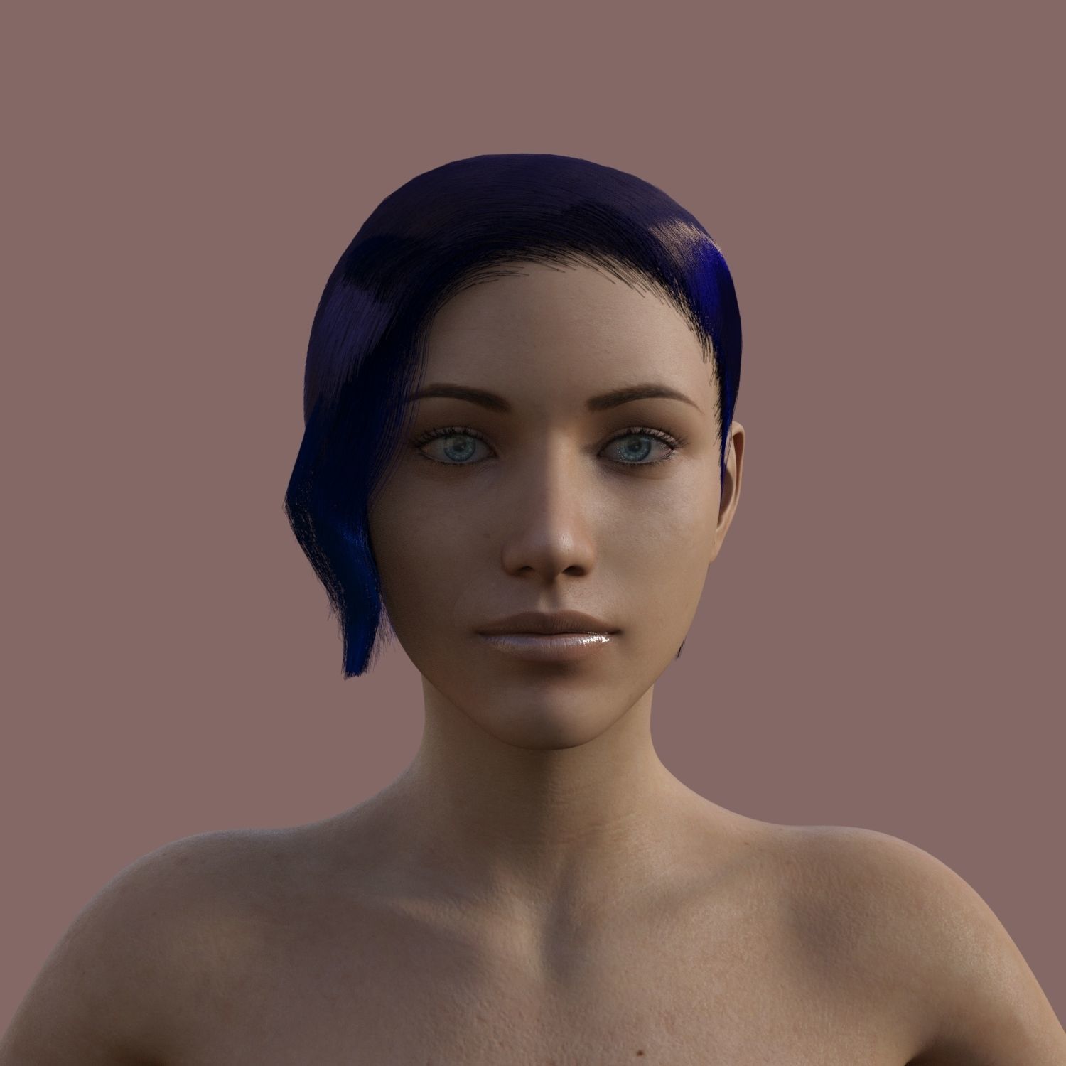 3D model blue hair with daz studio VR / AR / low-poly | CGTrader