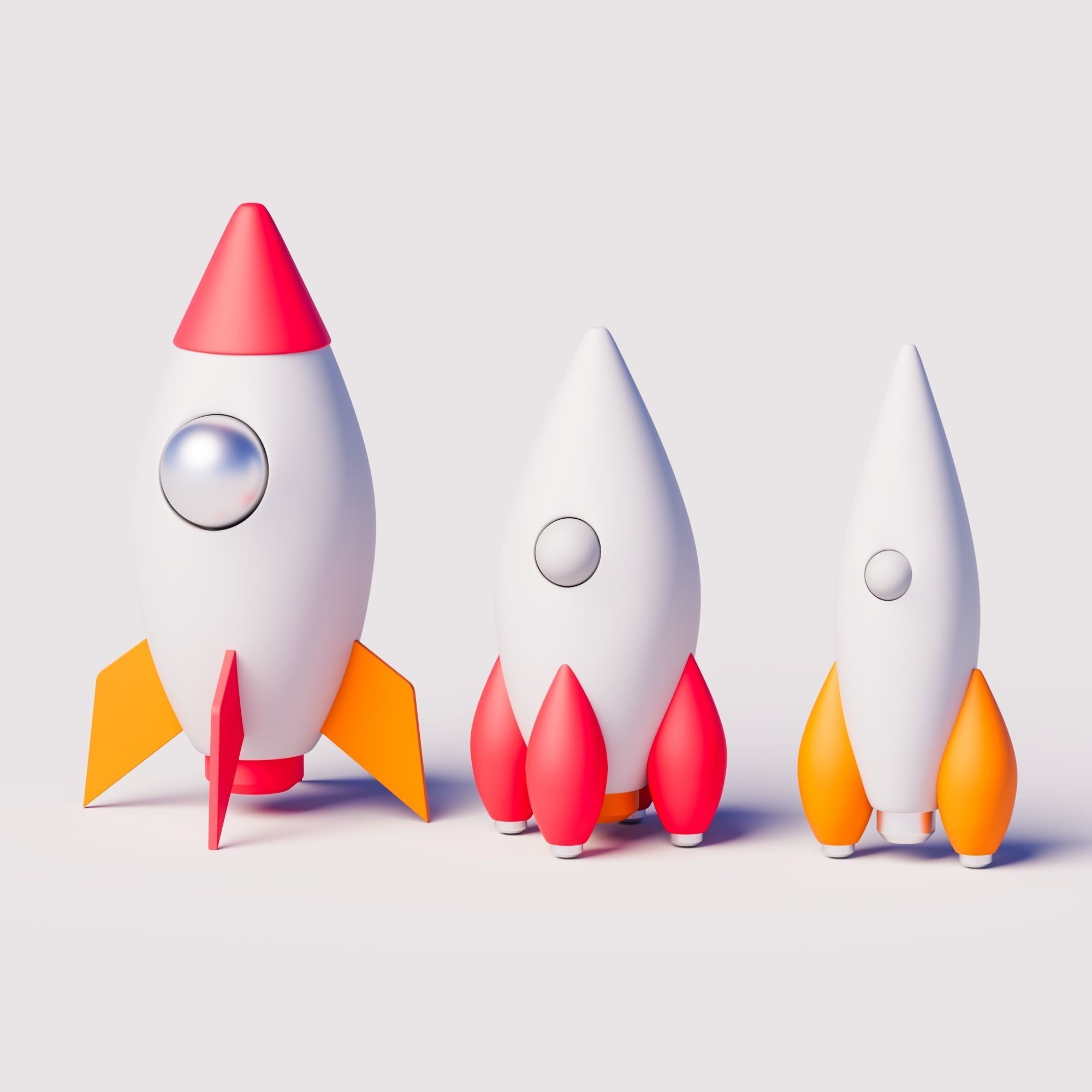 Cartoon-like rockets free 3D model | CGTrader