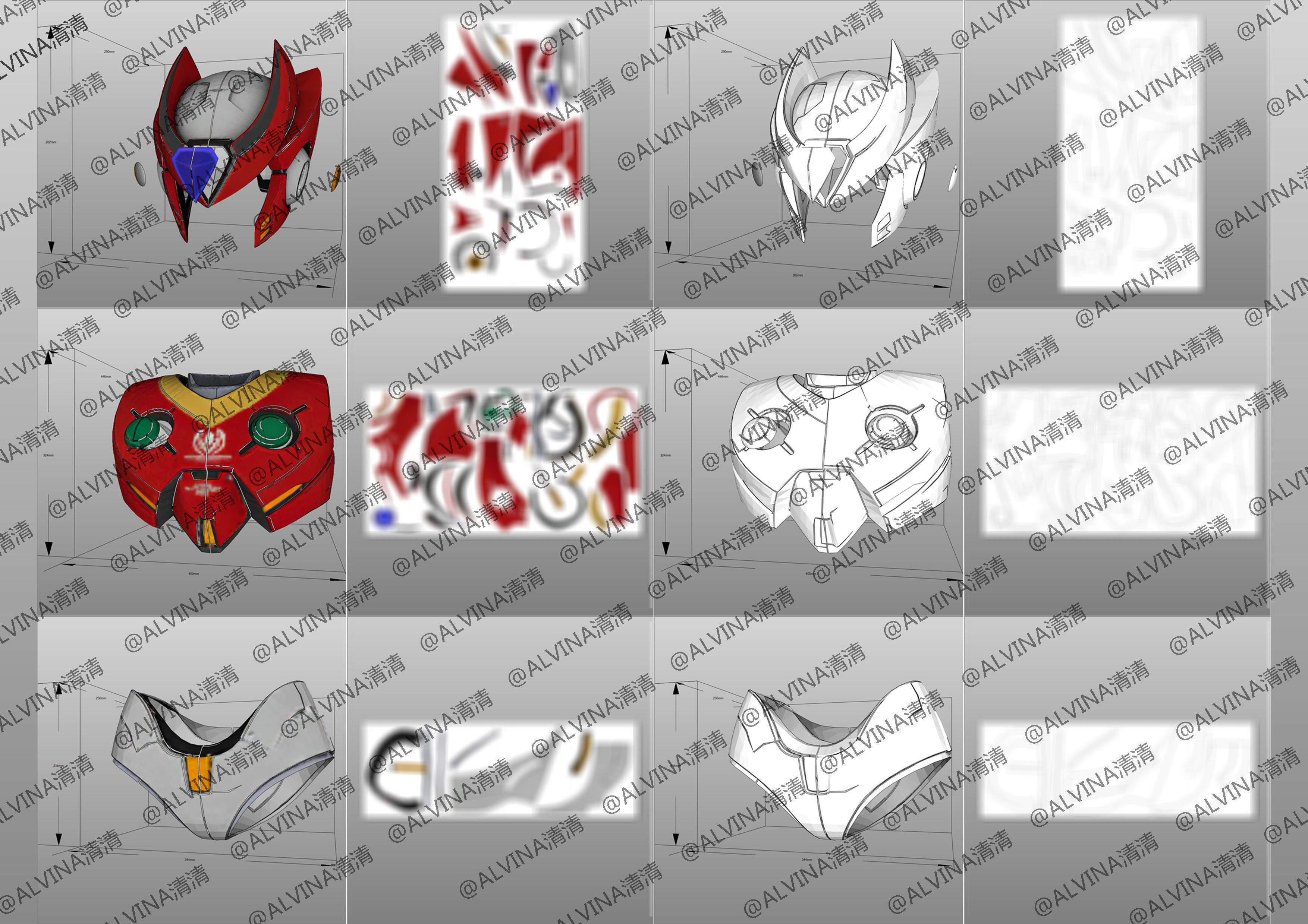 3D model MEGA MAN ZERO Armor - DIY Cosplay Pepakura Foam Template VR ...