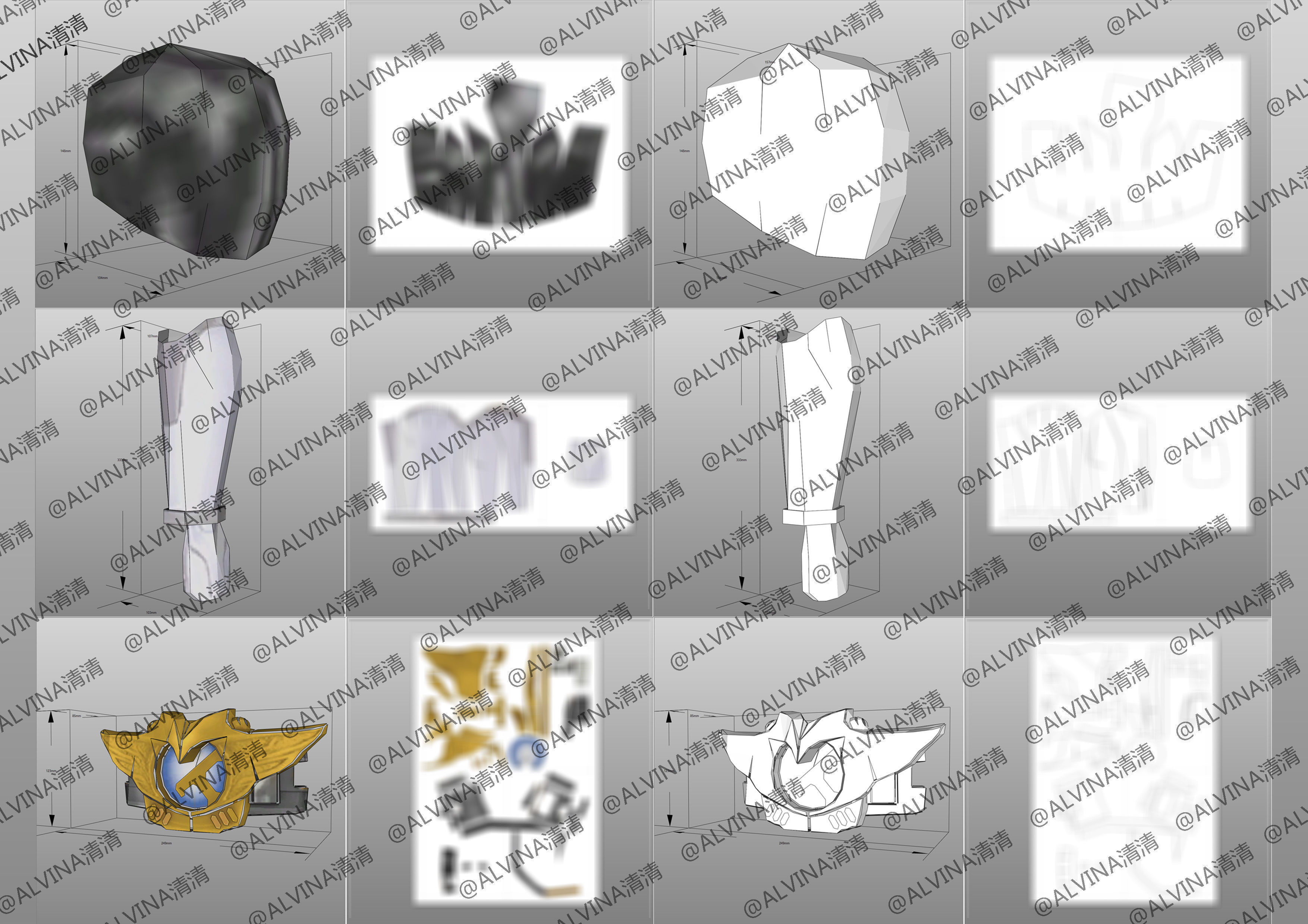 3D model Kamen Rider Den-O Wing Form Armor - DIY Cosplay Pepakura Foam ...