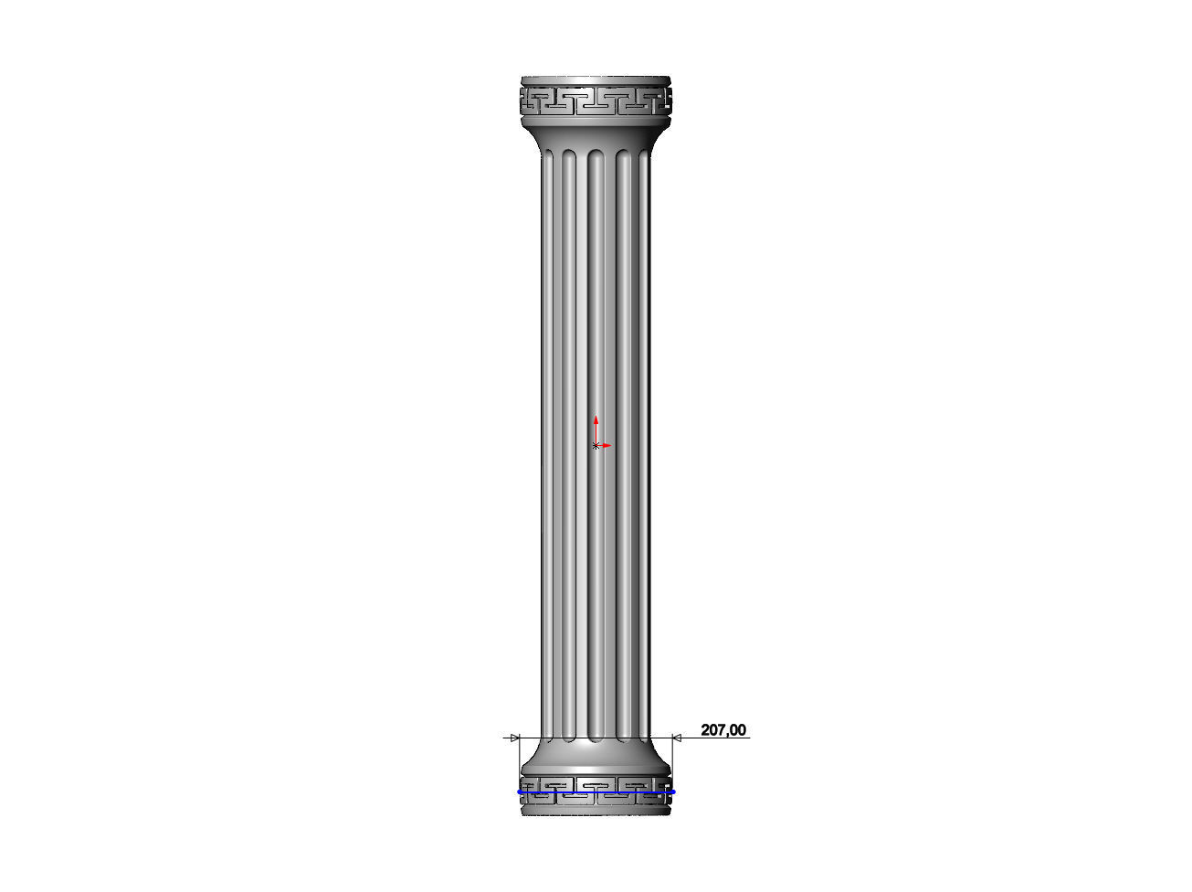 Fluted greek key pattern ends round pillar column 3D model 3D printable ...