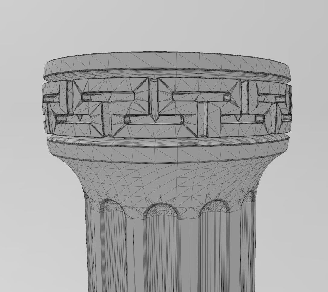 Fluted greek key pattern ends round pillar column 3D model 3D printable ...
