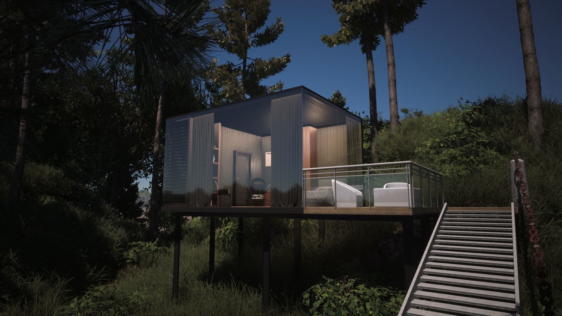 Tiny House Mirror Glass house 20 SQM Revit and Twinmotion 3D model ...