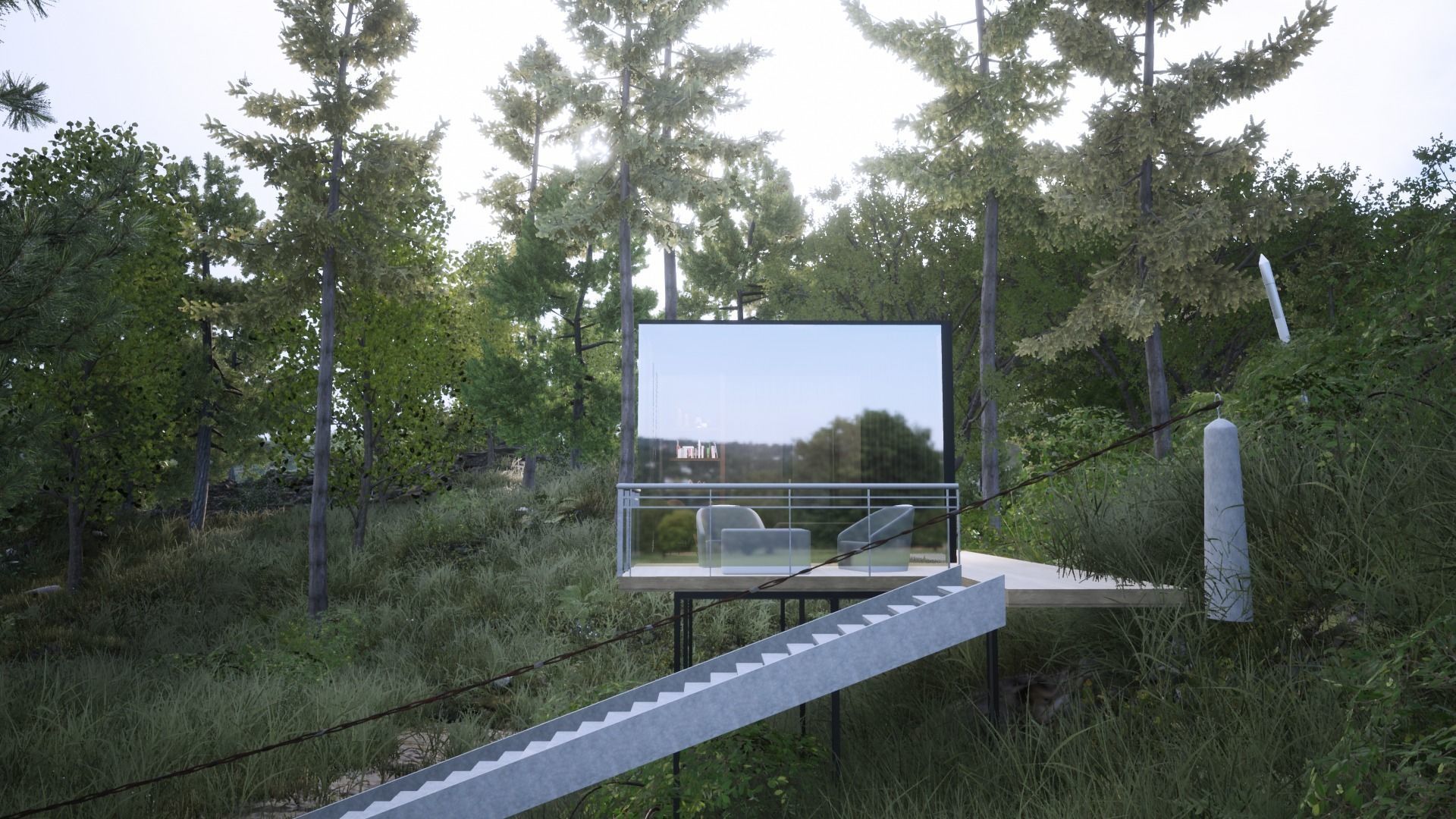 Tiny House Mirror Glass house 20 SQM Revit and Twinmotion 3D model ...
