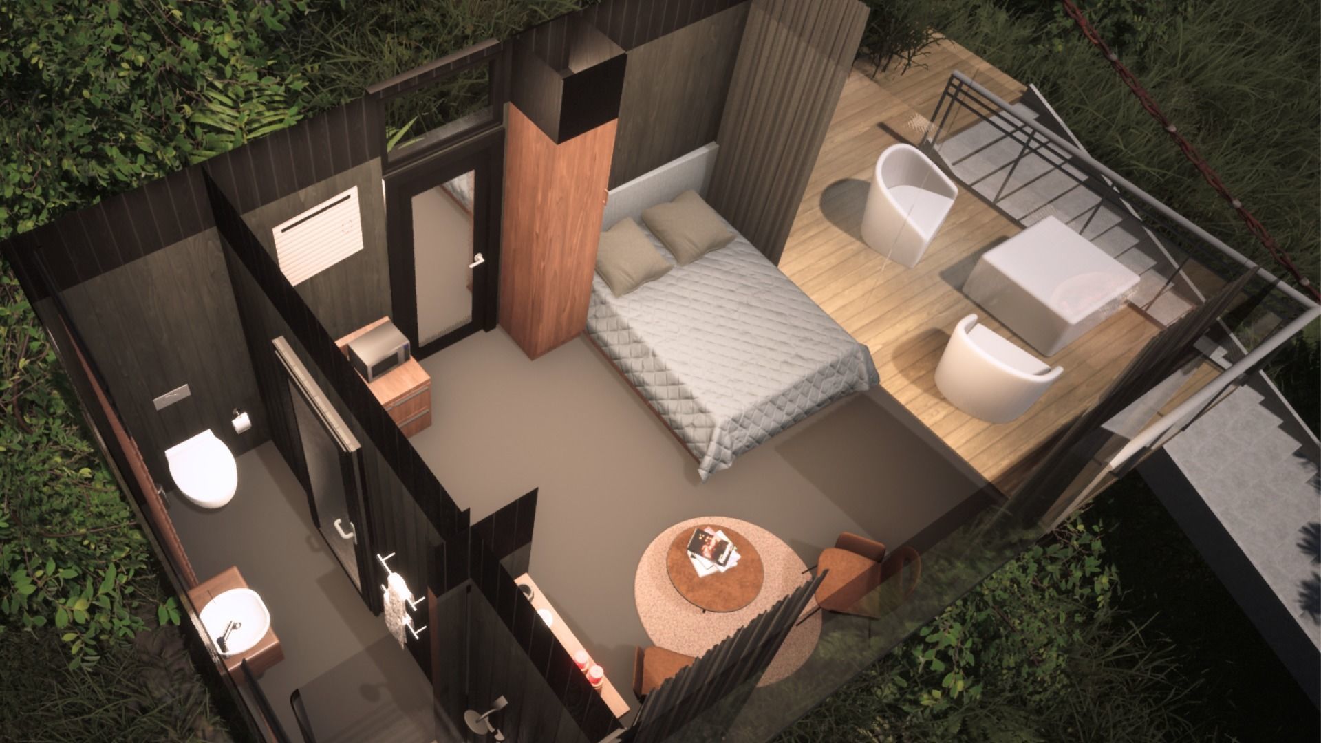 Tiny House Mirror Glass house 20 SQM Revit and Twinmotion 3D model ...