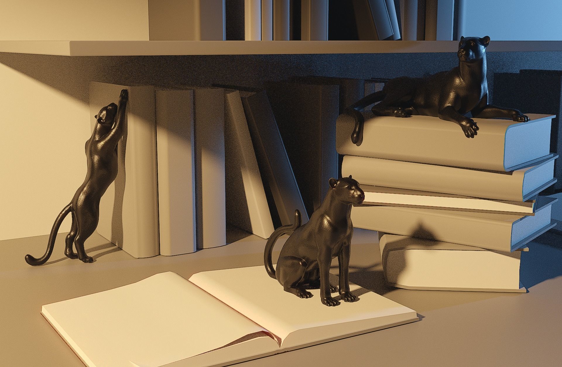 Big cats for library 3D model 3D printable | CGTrader