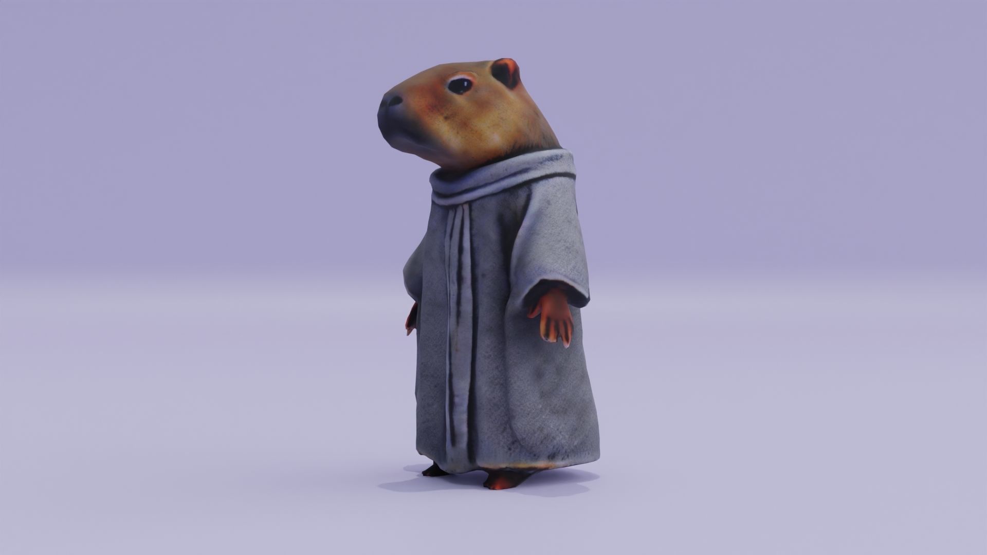 Capybara Humanoid Character Wear Robe free VR / AR / low-poly 3D model ...