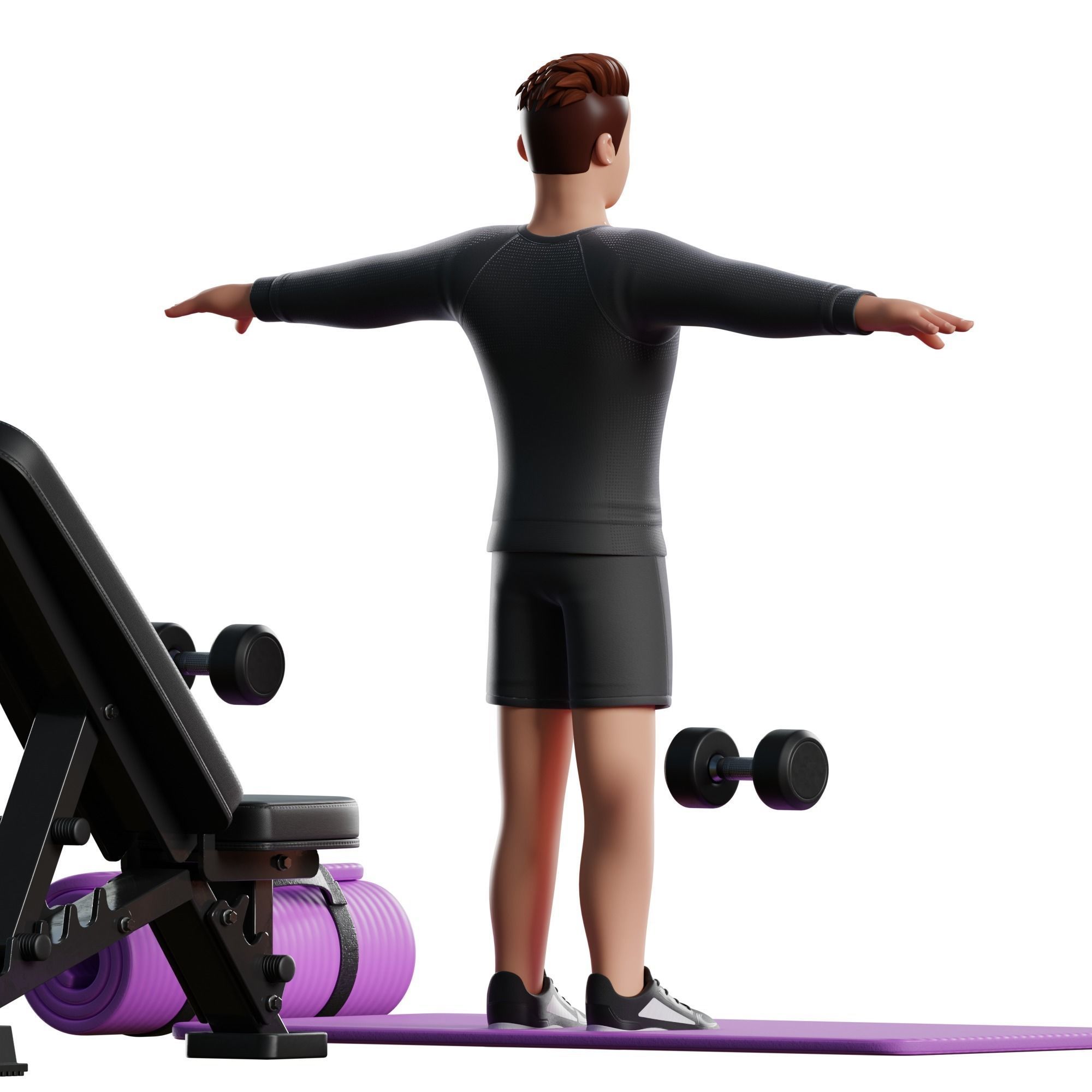 3D model Cartoon Sports Gym Fitness Man VR / AR / low-poly rigged ...