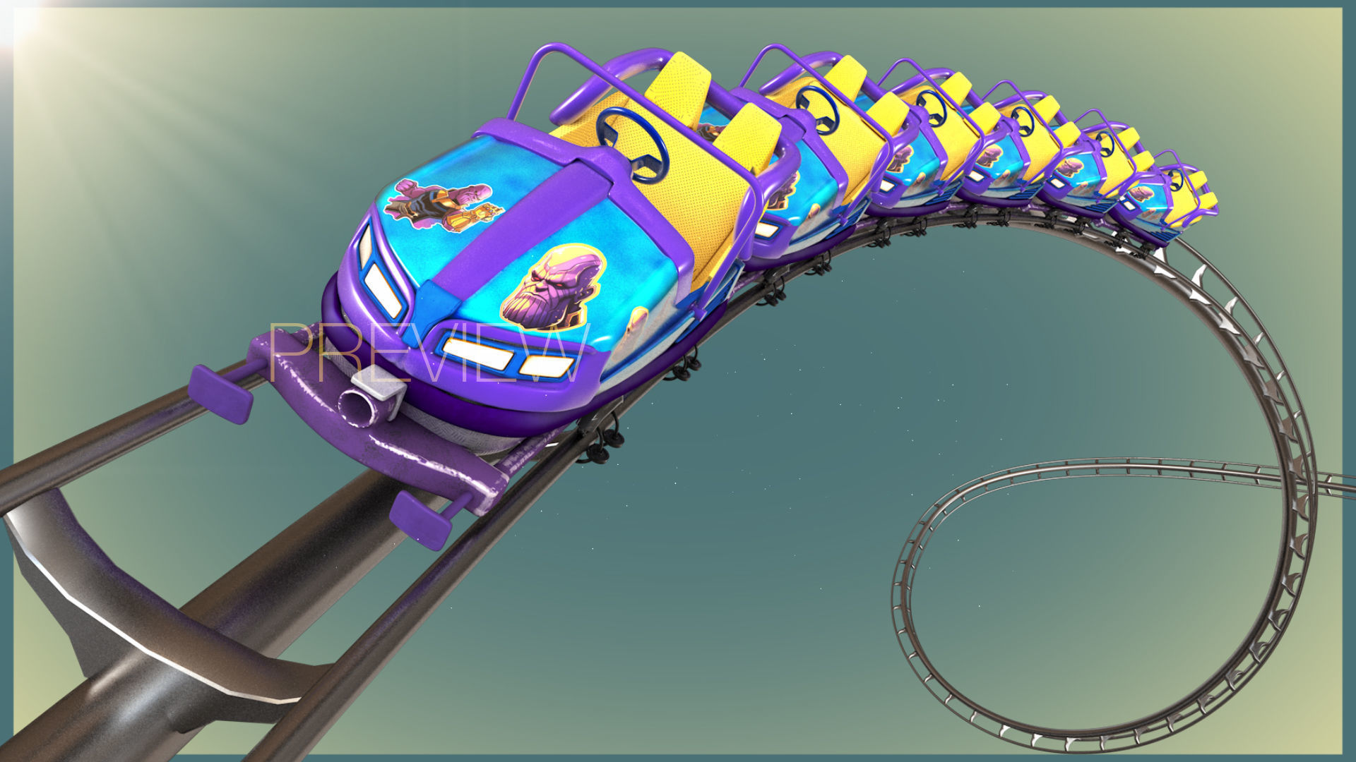 Animated Roller Coaster Train 3D model animated rigged | CGTrader