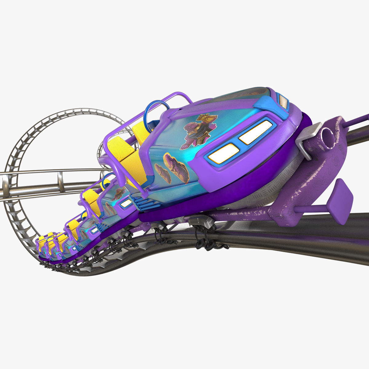 Animated Roller Coaster Train 3D model animated rigged | CGTrader