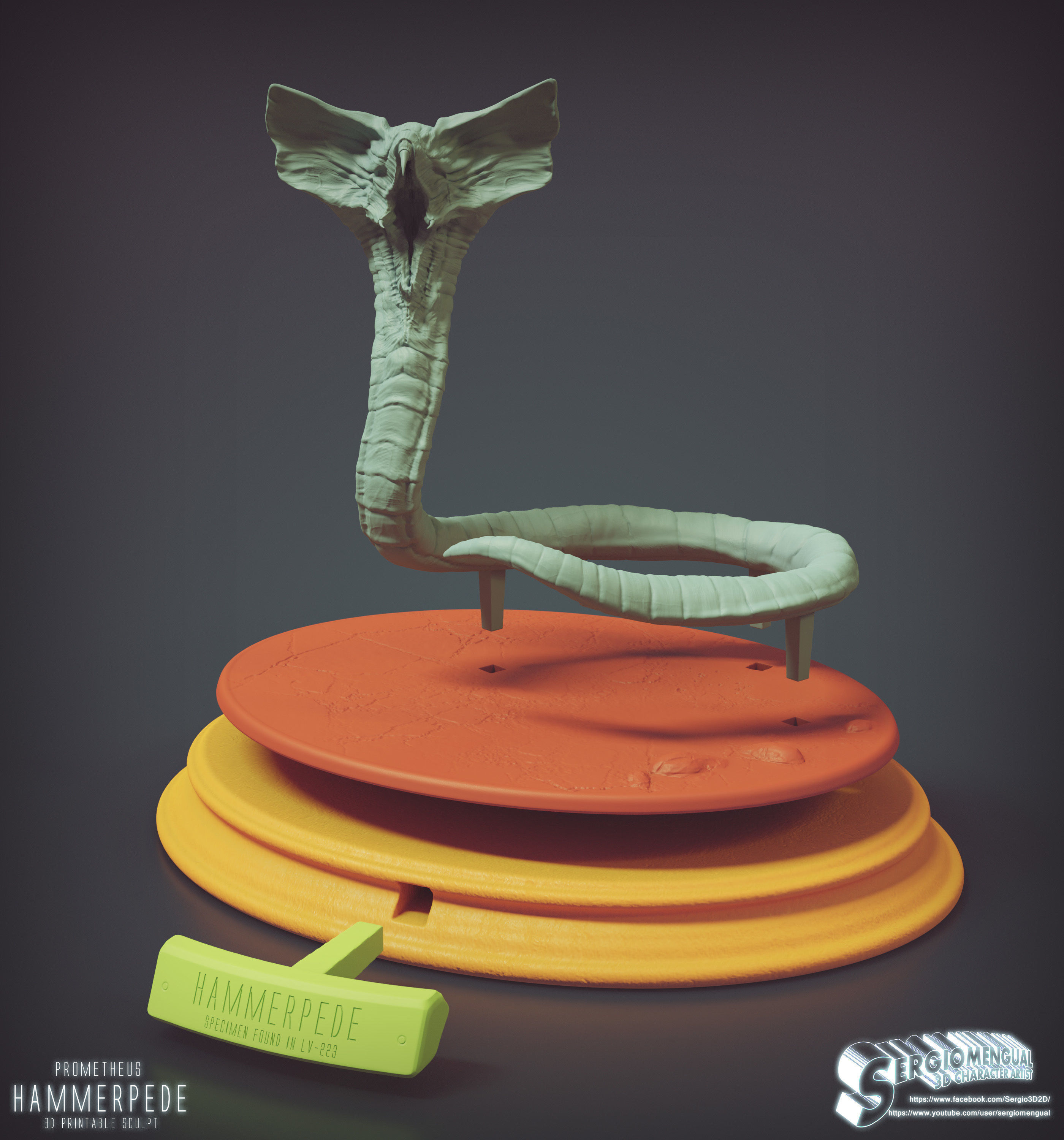 Alien Prometheus Hammerpede 3D Printable Sculpt 3D model 3D printable ...