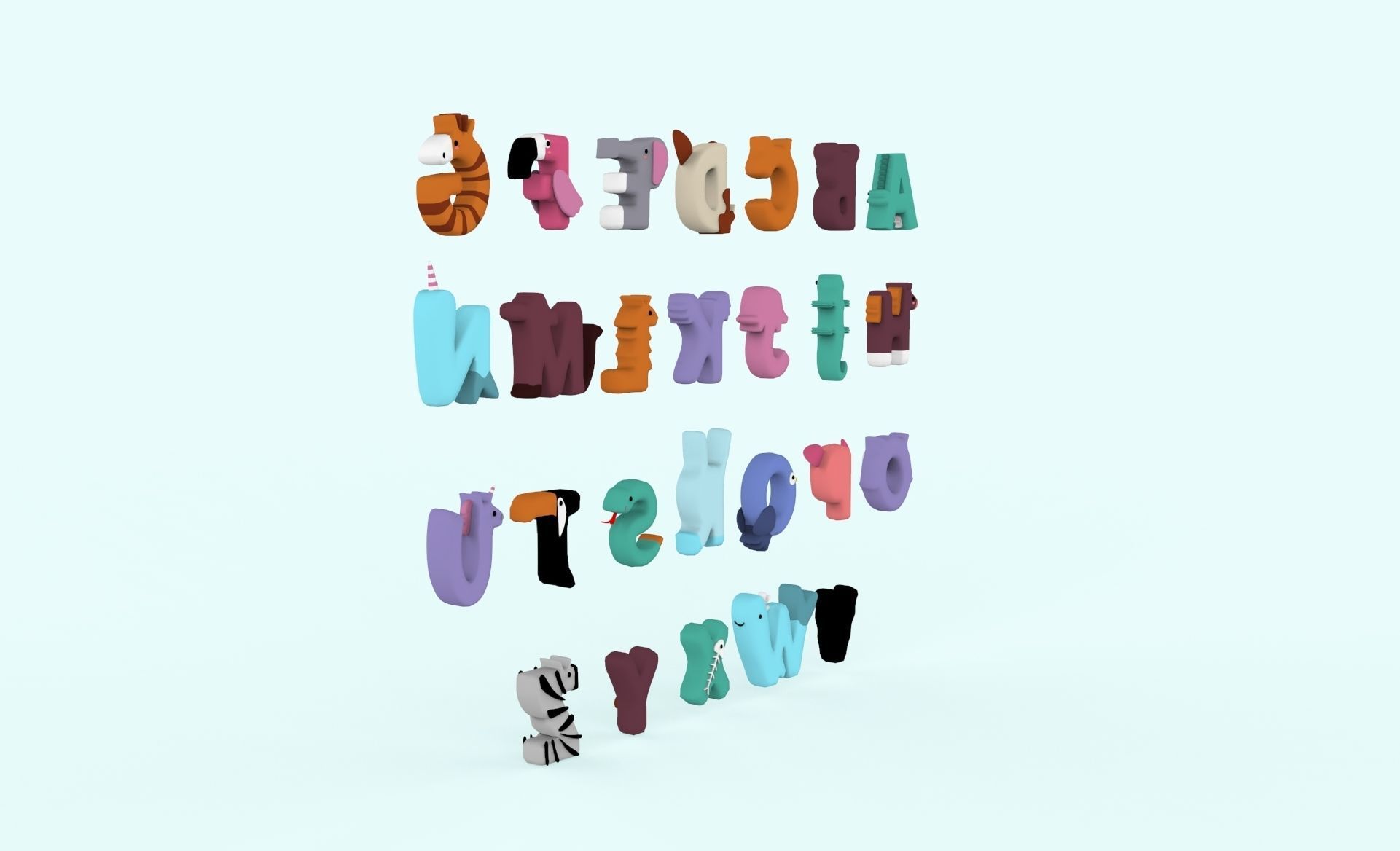 3D model Cartoon Animal Alphabet v018 VR / AR / low-poly | CGTrader