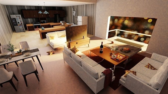 Expensive house and furniture free 3D model | CGTrader
