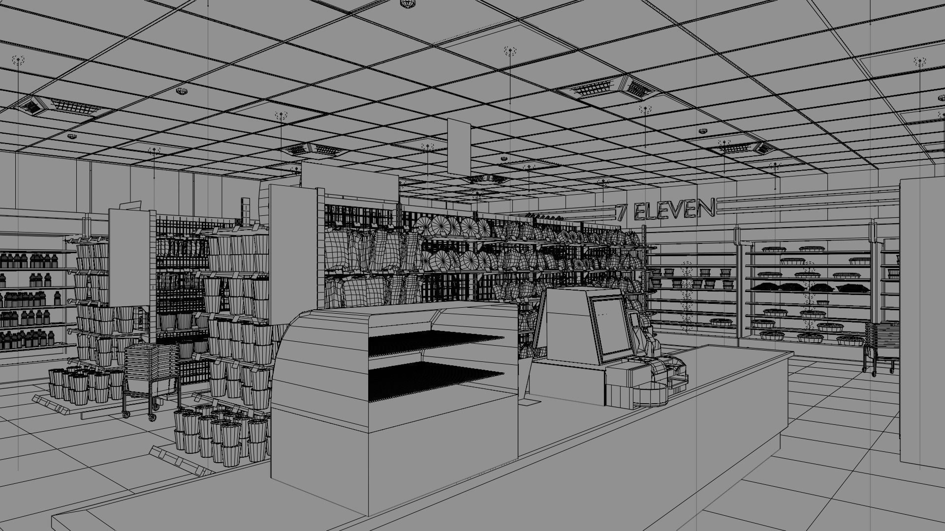 3D model 711 Convenience Store Model Japan with blender file VR / AR ...