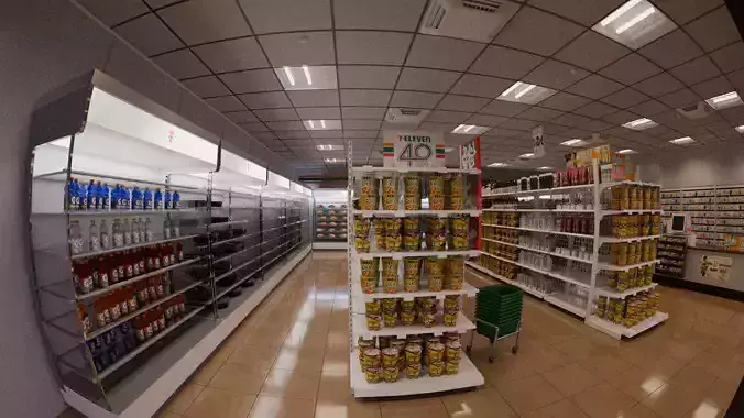 3D model 711 Convenience Store Model Japan with blender file VR / AR ...