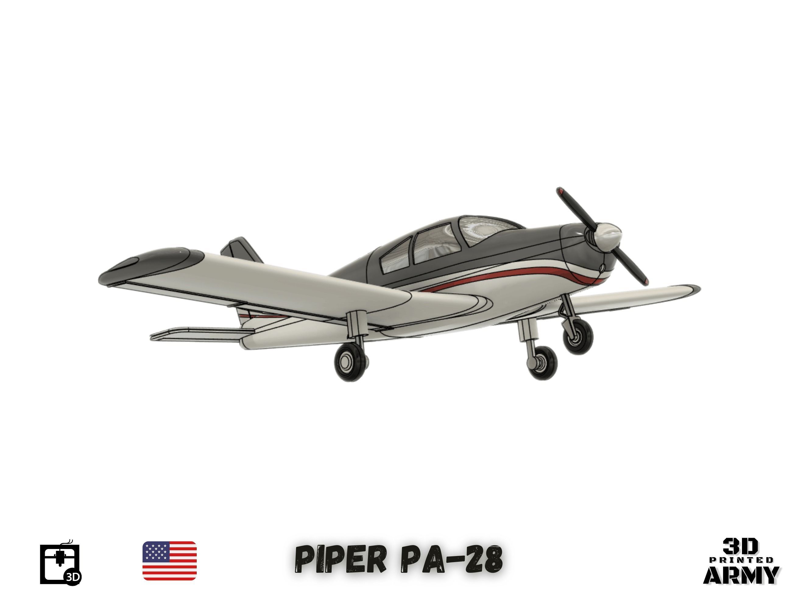 PIPER PA-28 Cherokee - 3D printed scalemodel 3D print model 3D model 3D ...