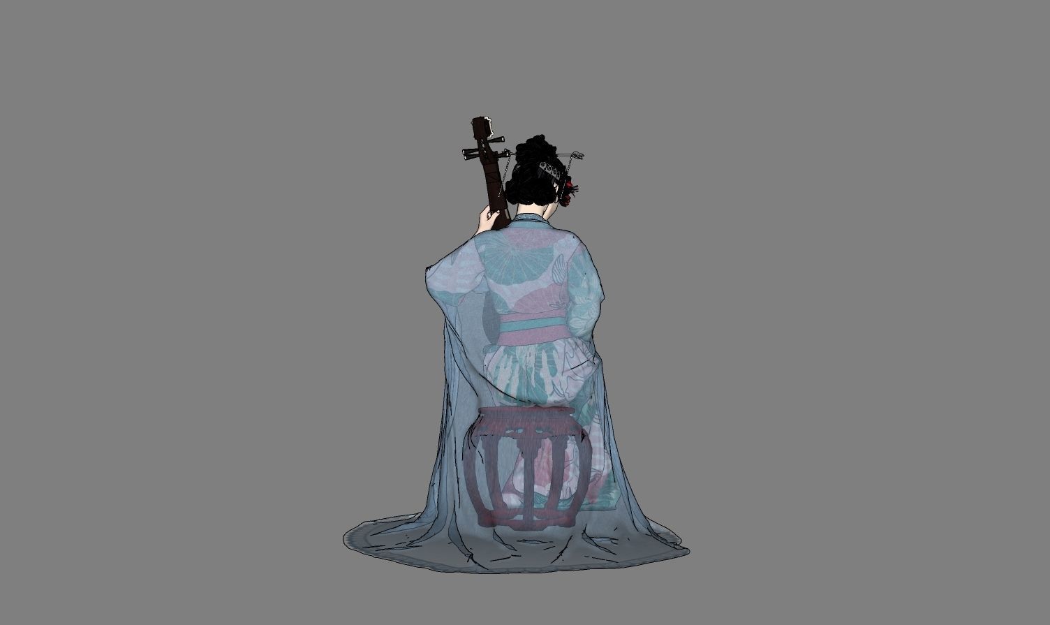 Chinese Pipa Ancient Costume Beauty Character 3D model | CGTrader