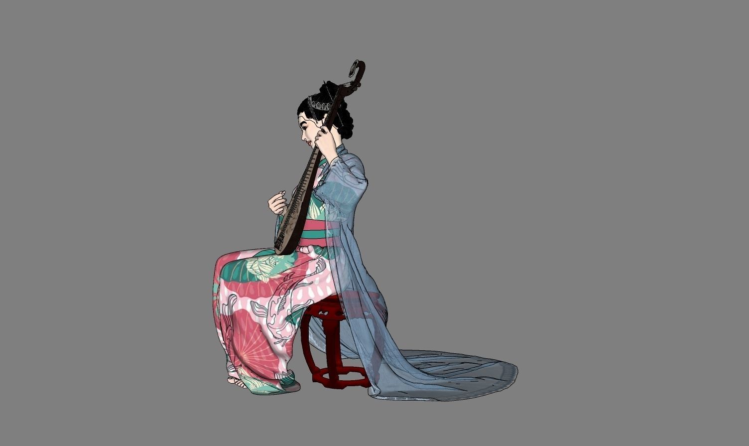 Chinese Pipa Ancient Costume Beauty Character 3D model | CGTrader