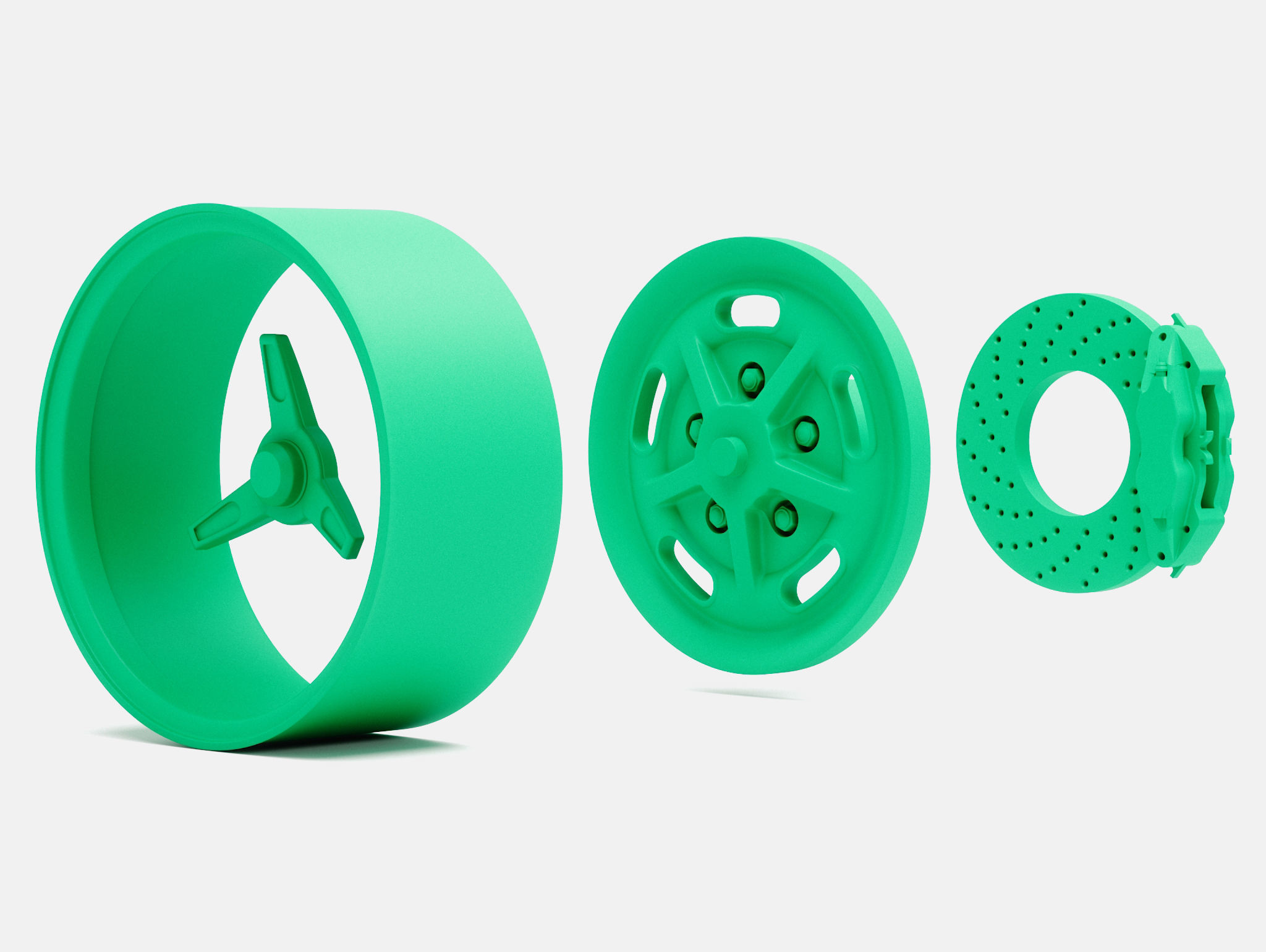 15x7 Kidney Bean Wheel and Brake 3D model 3D printable | CGTrader