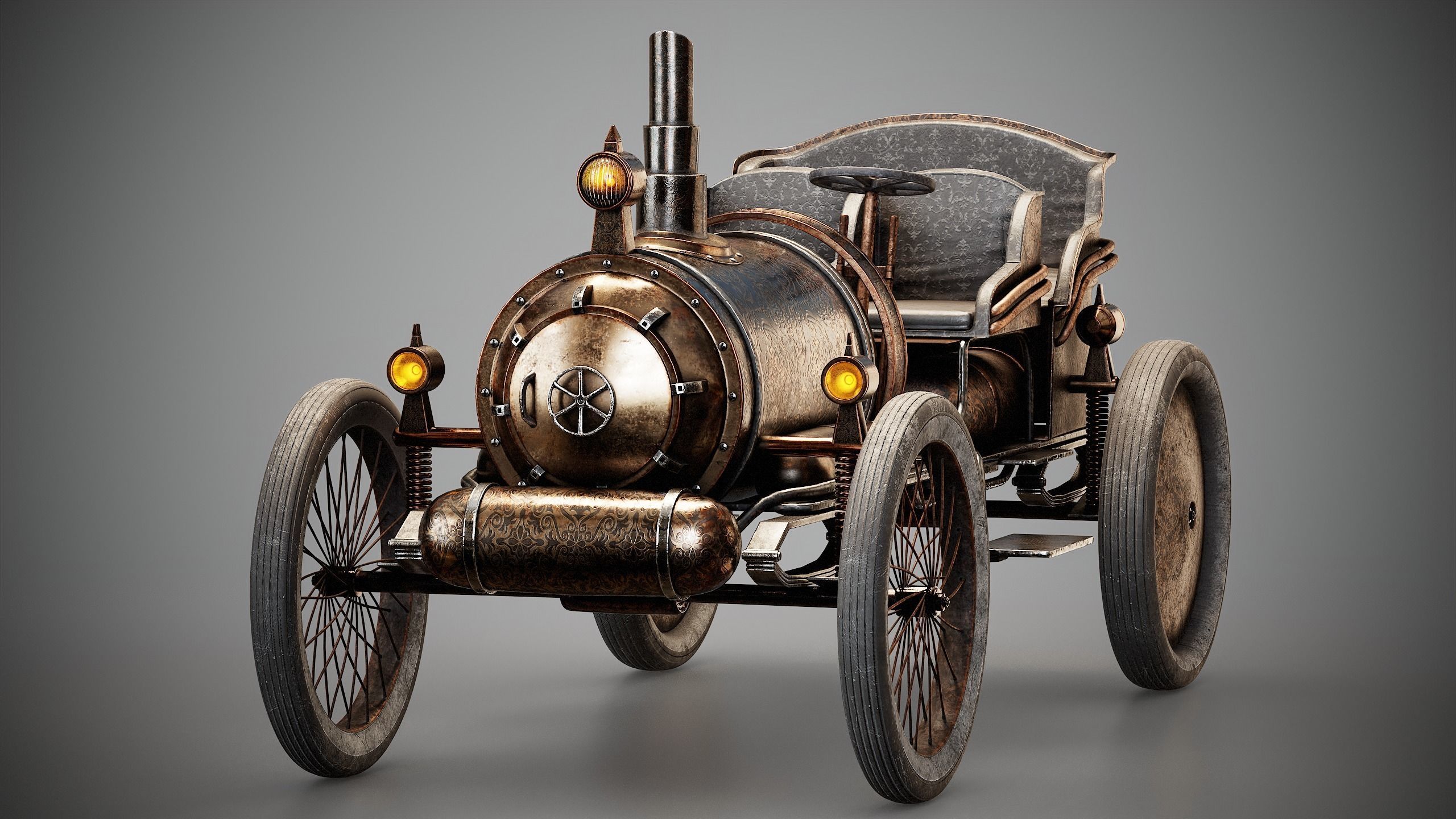 Steampunk Car Vintage Victorian PBR 3D Model 3D model | CGTrader