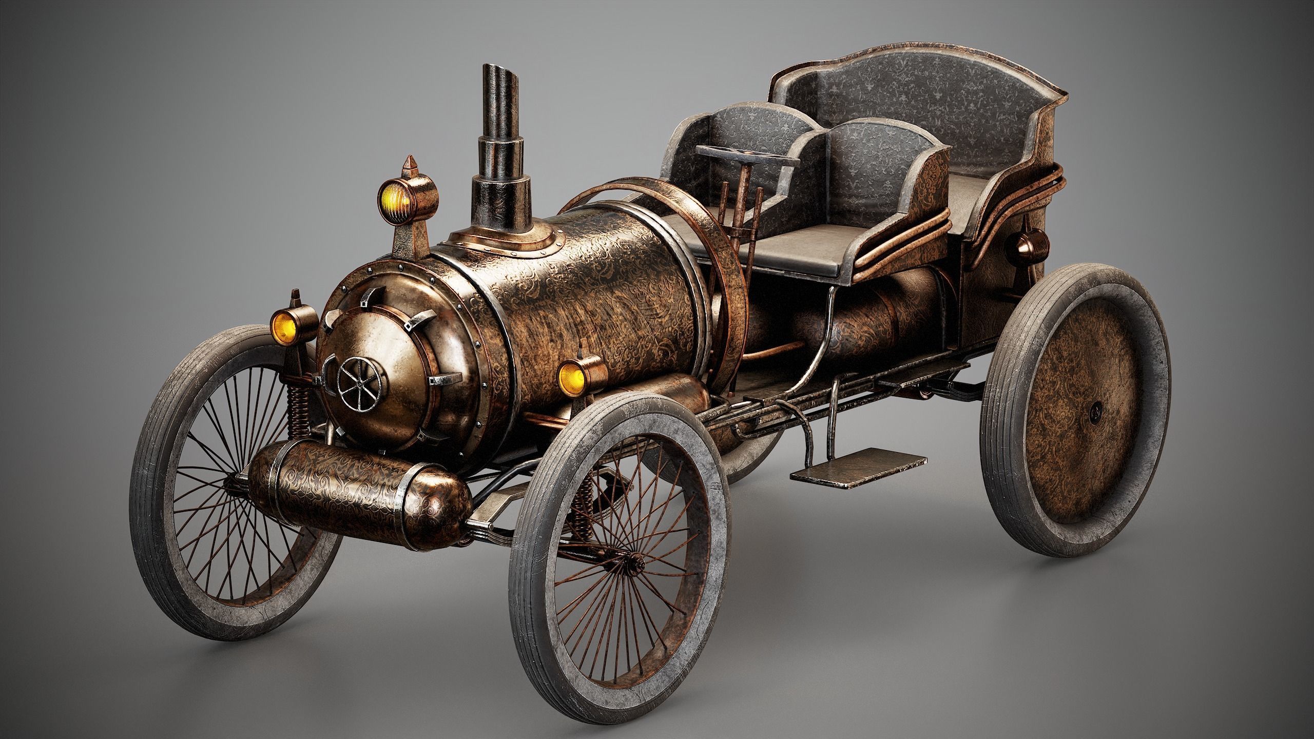 Steampunk Car Vintage Victorian PBR 3D Model 3D model | CGTrader