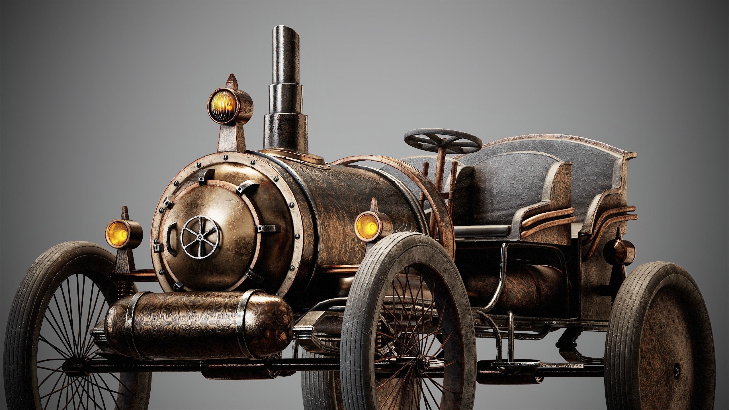 Steampunk Car Vintage Victorian PBR 3D Model 3D model | CGTrader