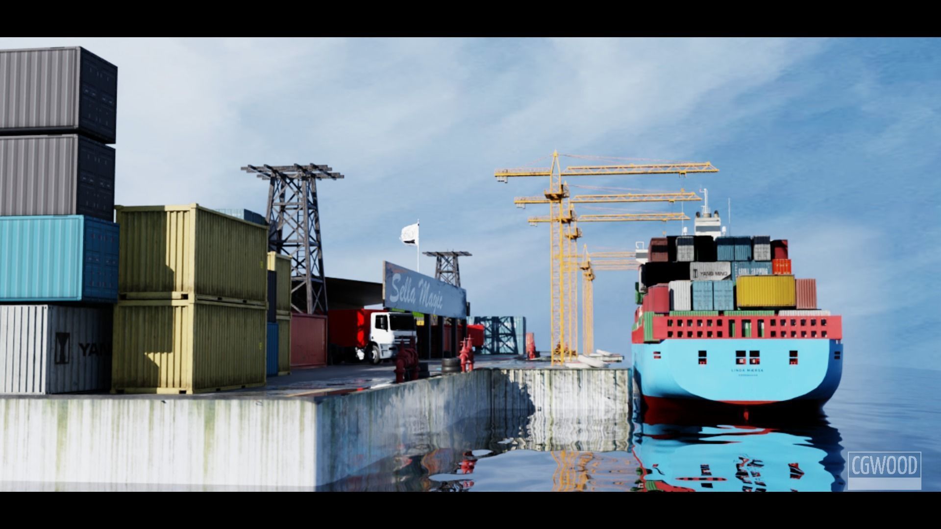 Shipyard container ship Cargo port 3D model | CGTrader