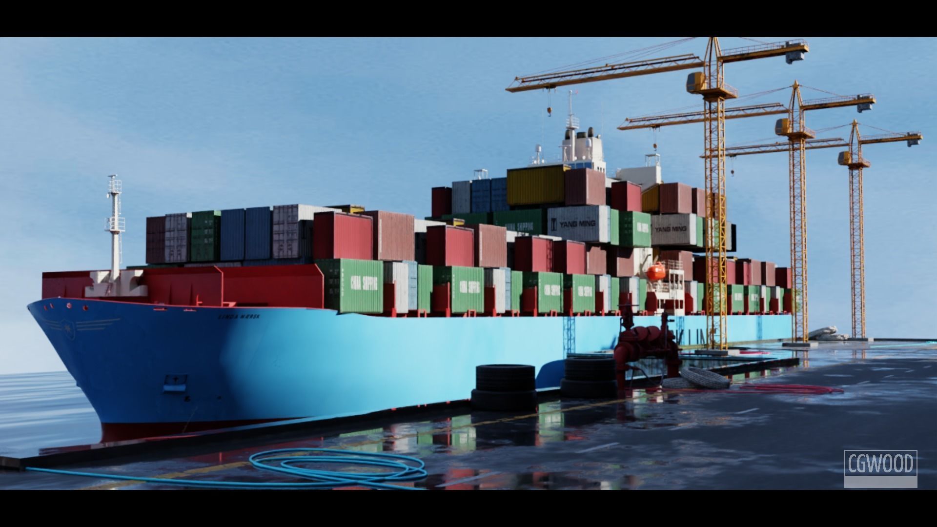 Shipyard container ship Cargo port 3D model | CGTrader