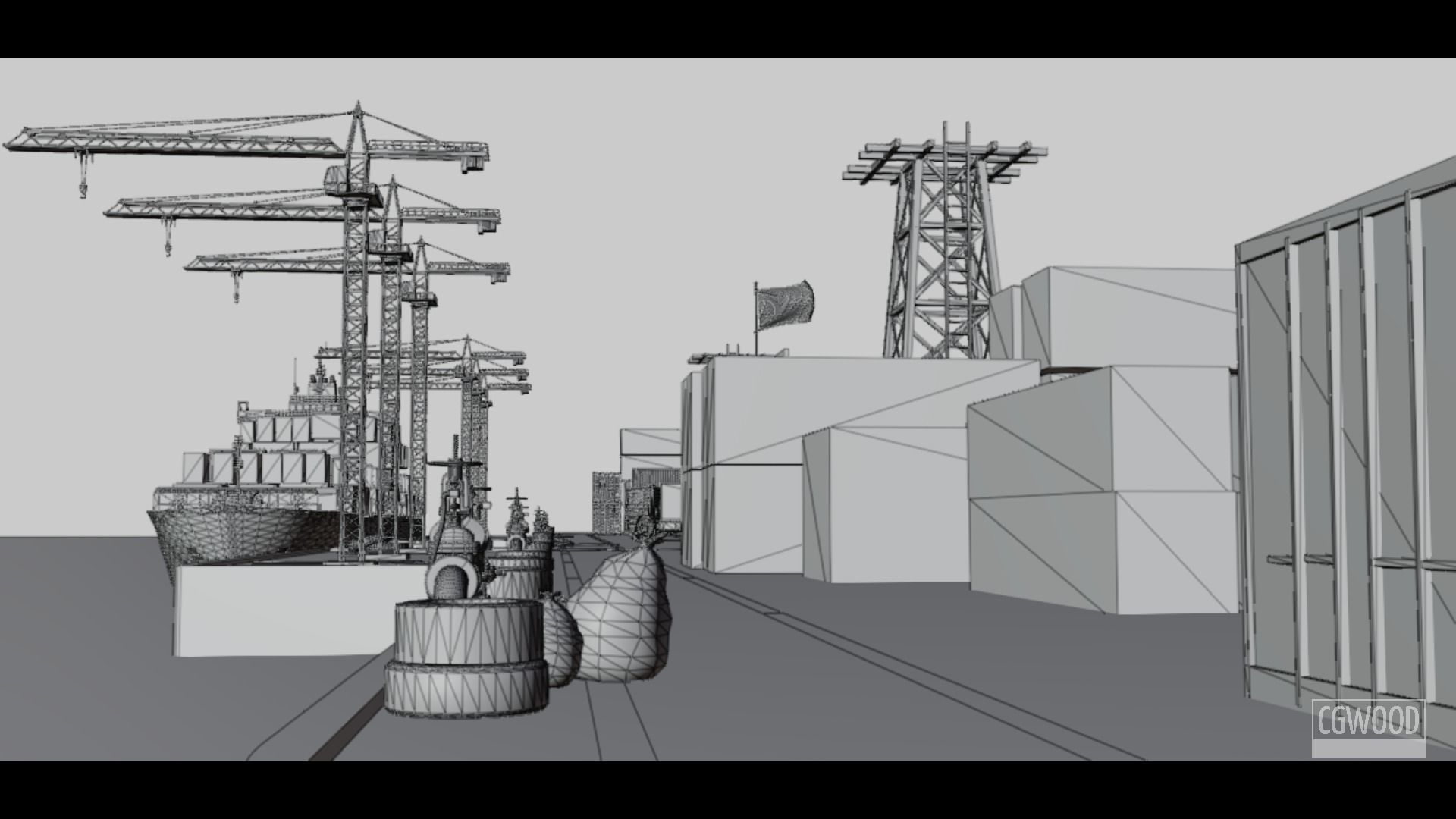 Shipyard container ship Cargo port 3D model | CGTrader