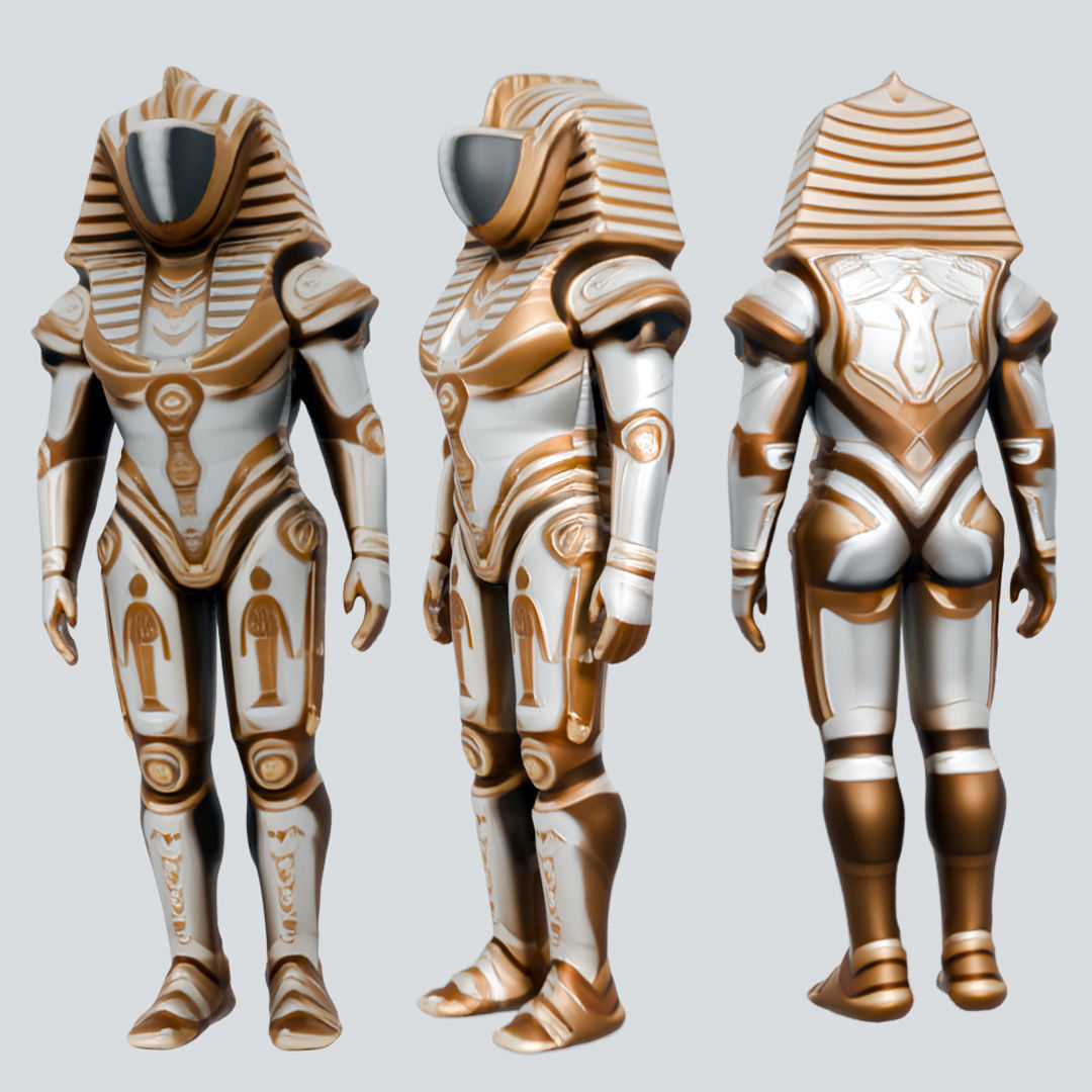 3D model Space Suit Pharaoh Robot - Game-Ready 3D Model - PBR Textures ...