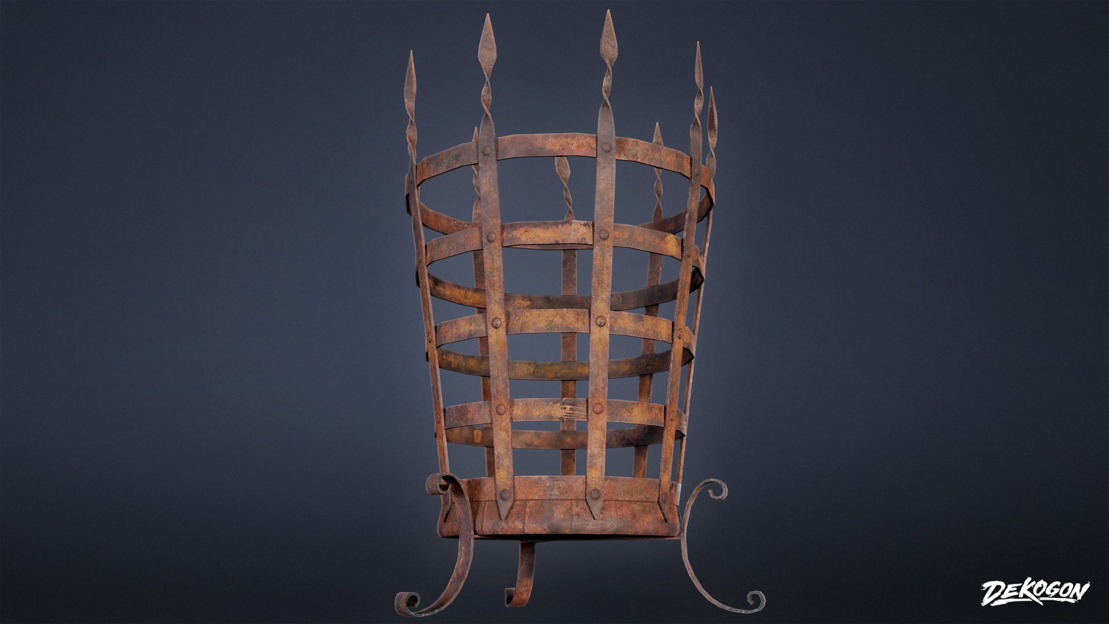 3D model MEDIEVAL - Tall Iron Brazier 01 - LOW POLY VR / AR / low-poly ...