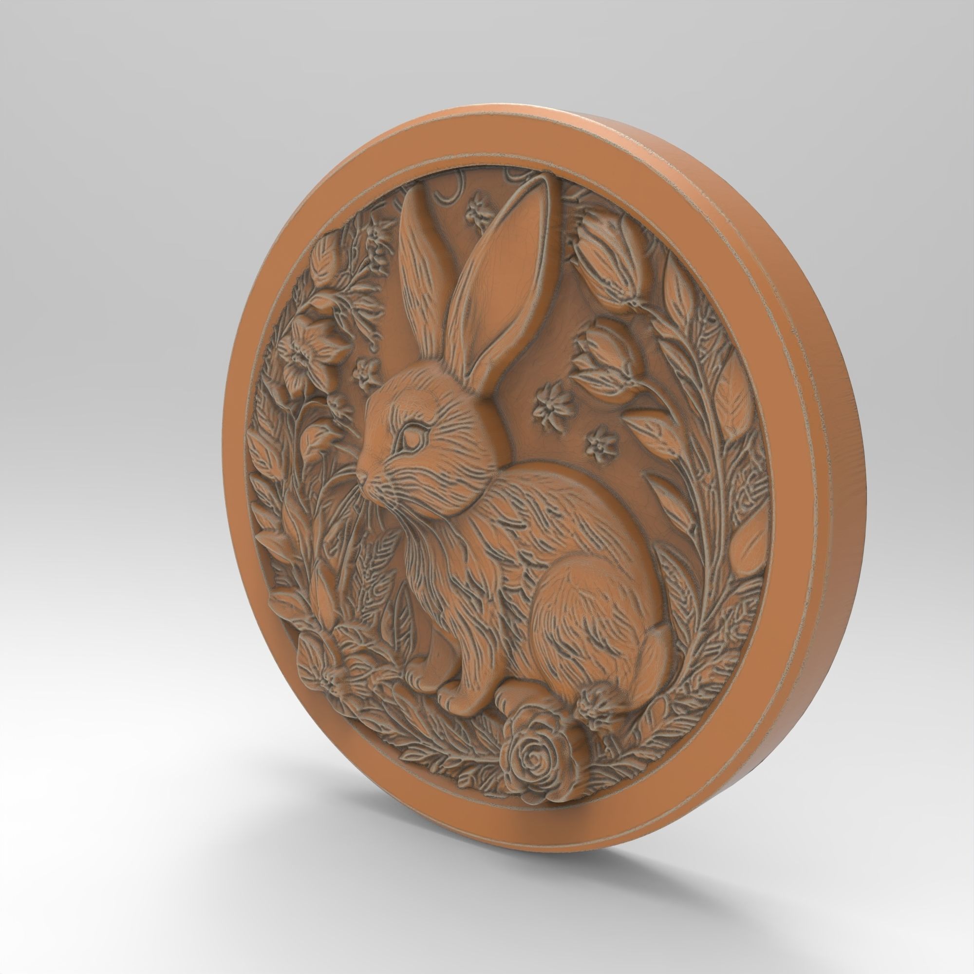Floral Rabbit Medallion 3D model 3D printable | CGTrader