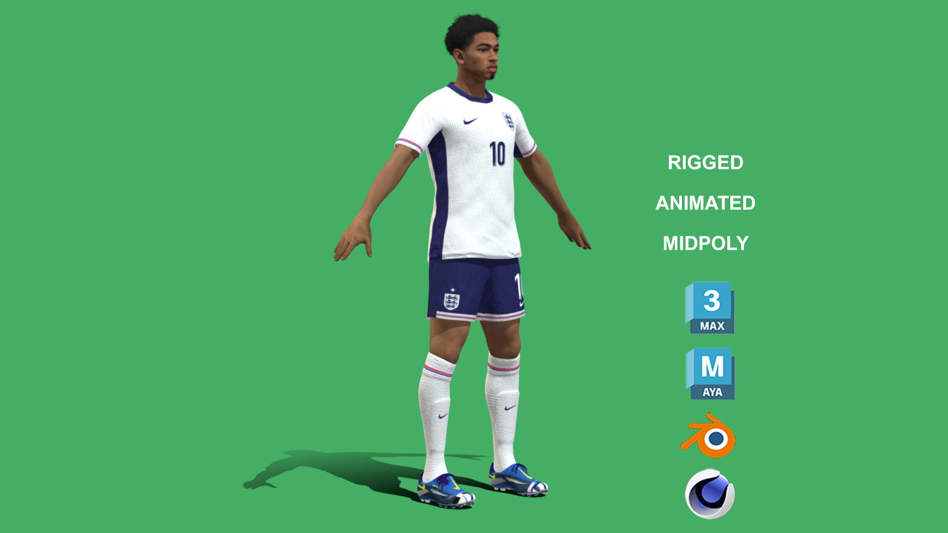 3D Rigged Jude Bellingham England Euro 2024 3D model animated rigged ...