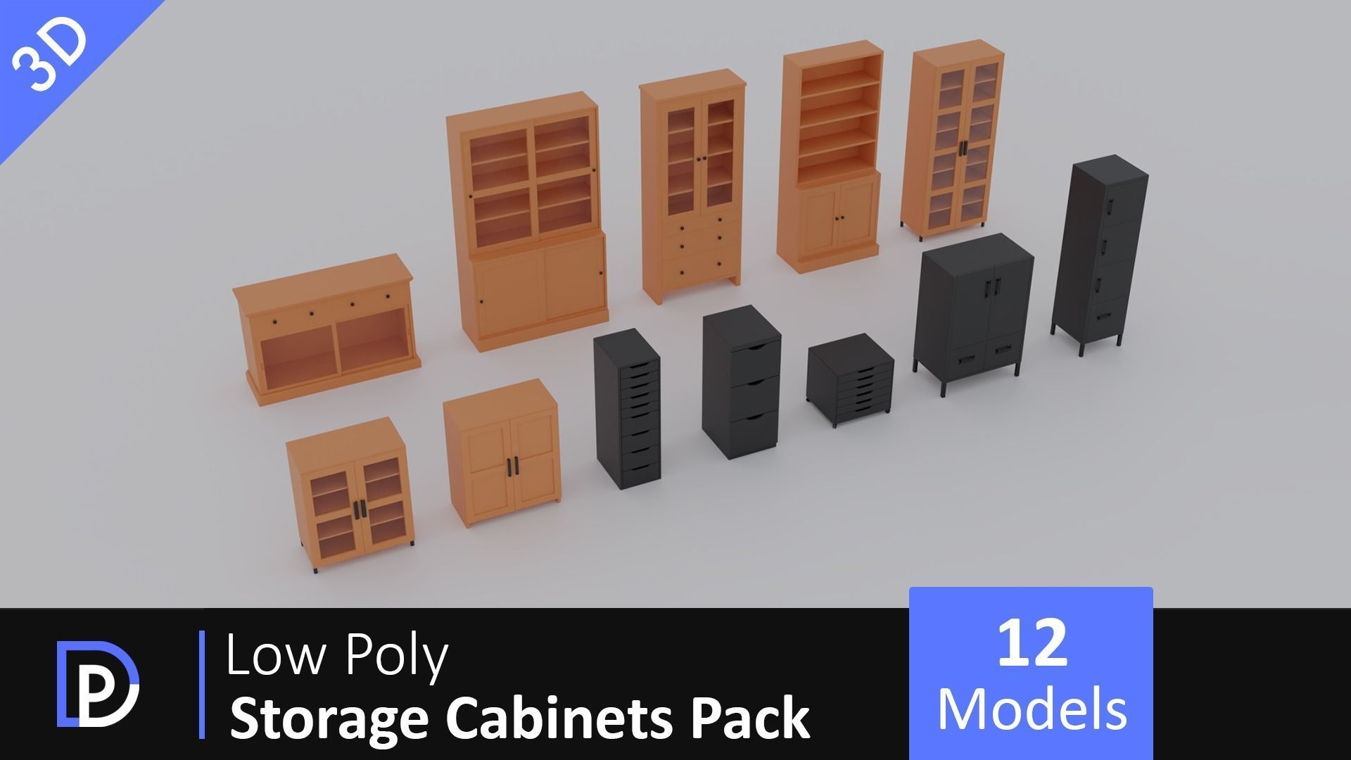 3D model Low Poly Cabinets Pack VR / AR / low-poly | CGTrader