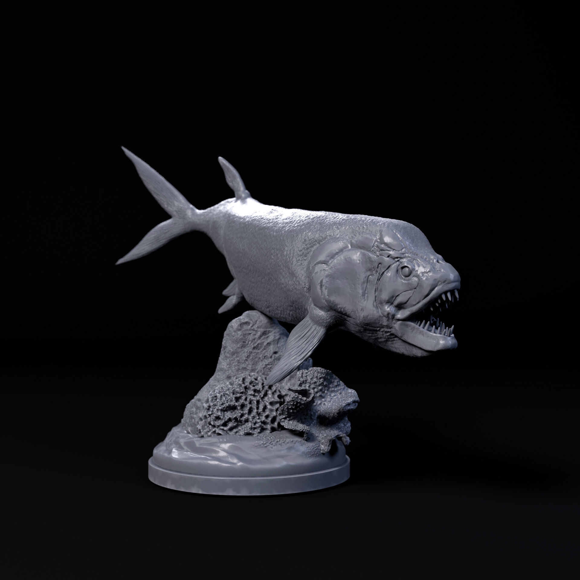 Xiphactinus swimming 1-35 scale pre-supported prehistoric fish 3D model 3D printable | CGTrader