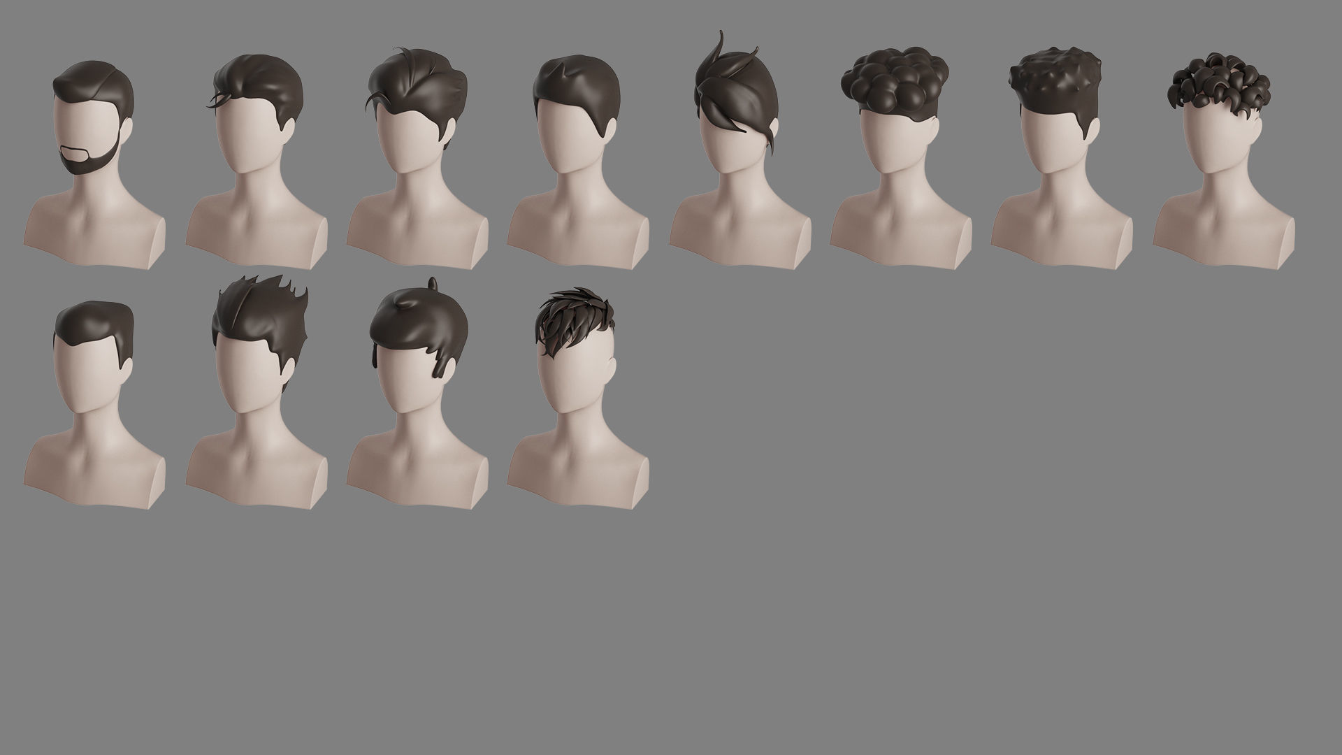 Stylised Man Hair Bundle 3D model | CGTrader