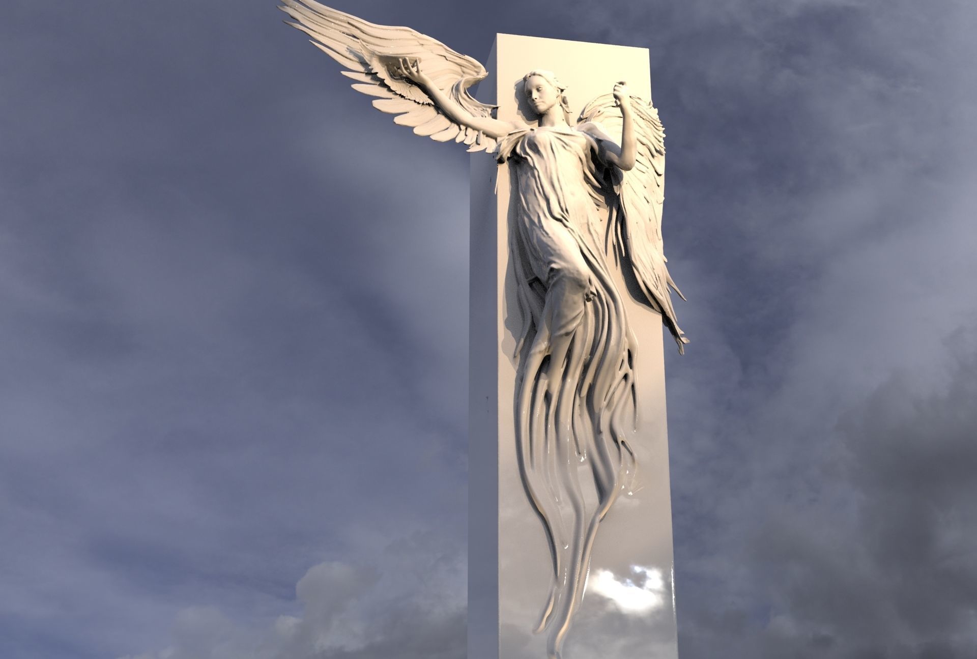 Grand Angel wall sculpture Ghost Stone 3D model | CGTrader