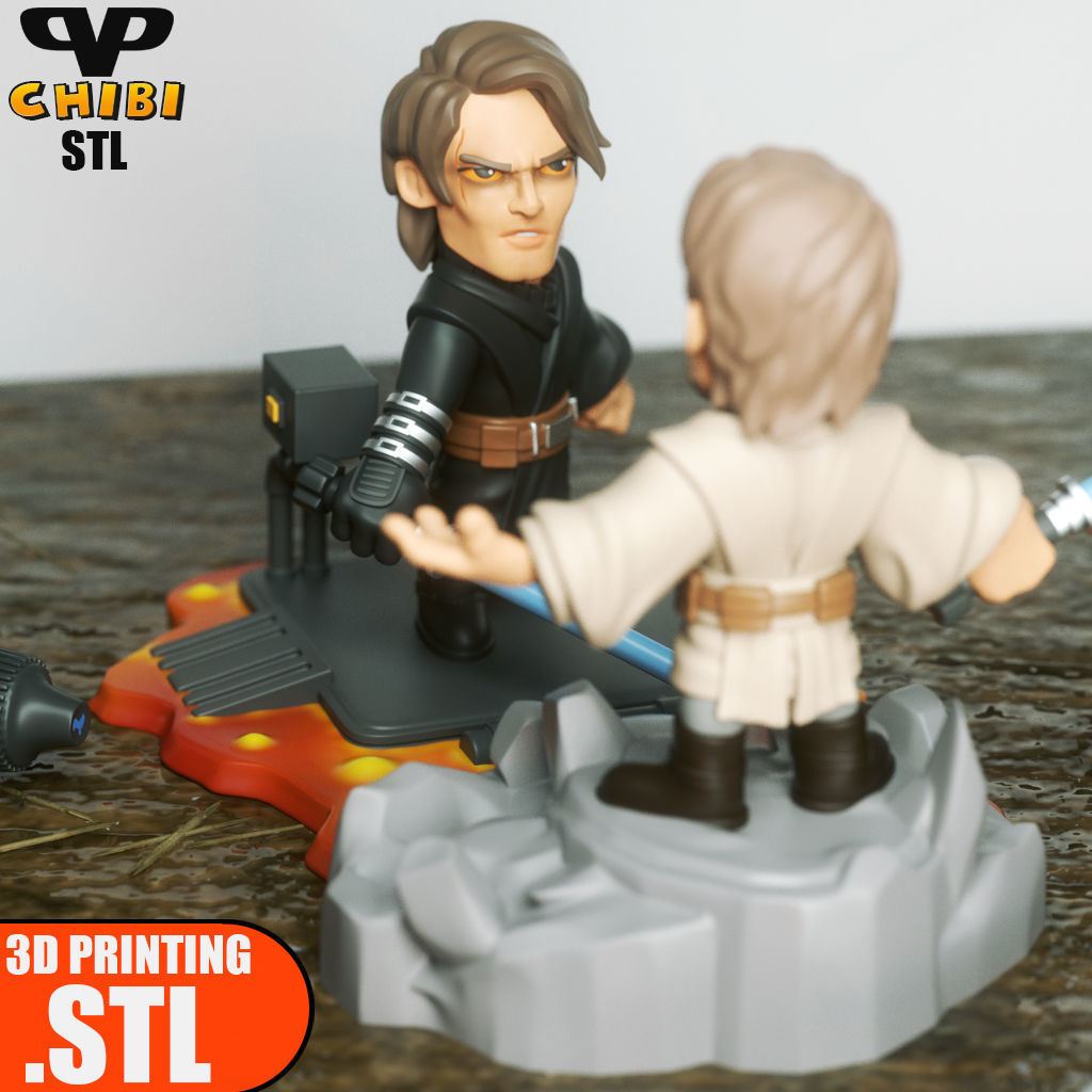 Obi Wan Kenobi vs Anakin Chibi STL for 3D Printing ChibiSTL 3DXM 3D ...